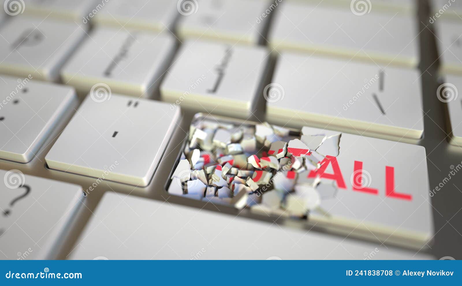 Install Key Being Destroyed on the Computer Keyboard. Conceptual 3D ...