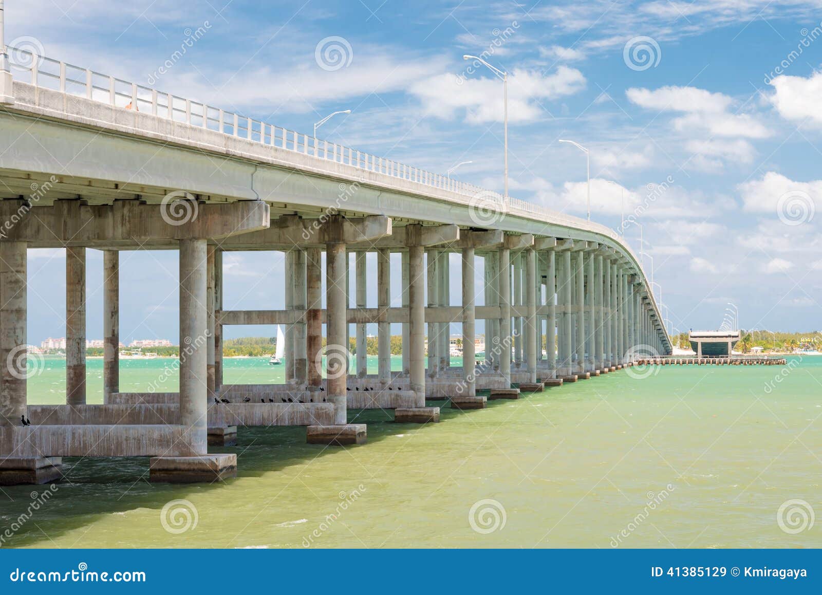 The Key Biscayne Bridge in Miami Stock Image - Image of drive, landmark ...