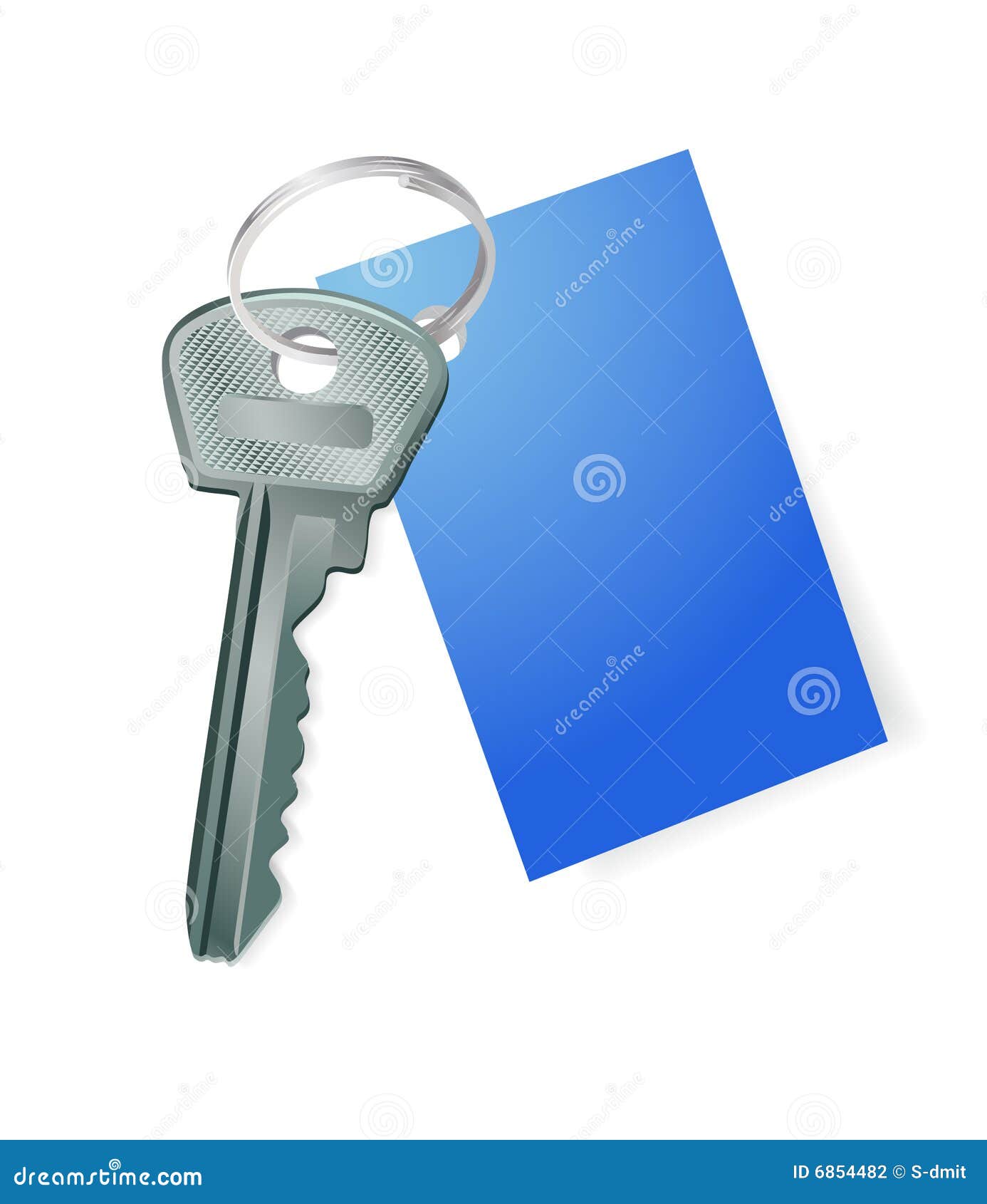 Key with a Blank Blue Label Stock Vector - Illustration of steel ...