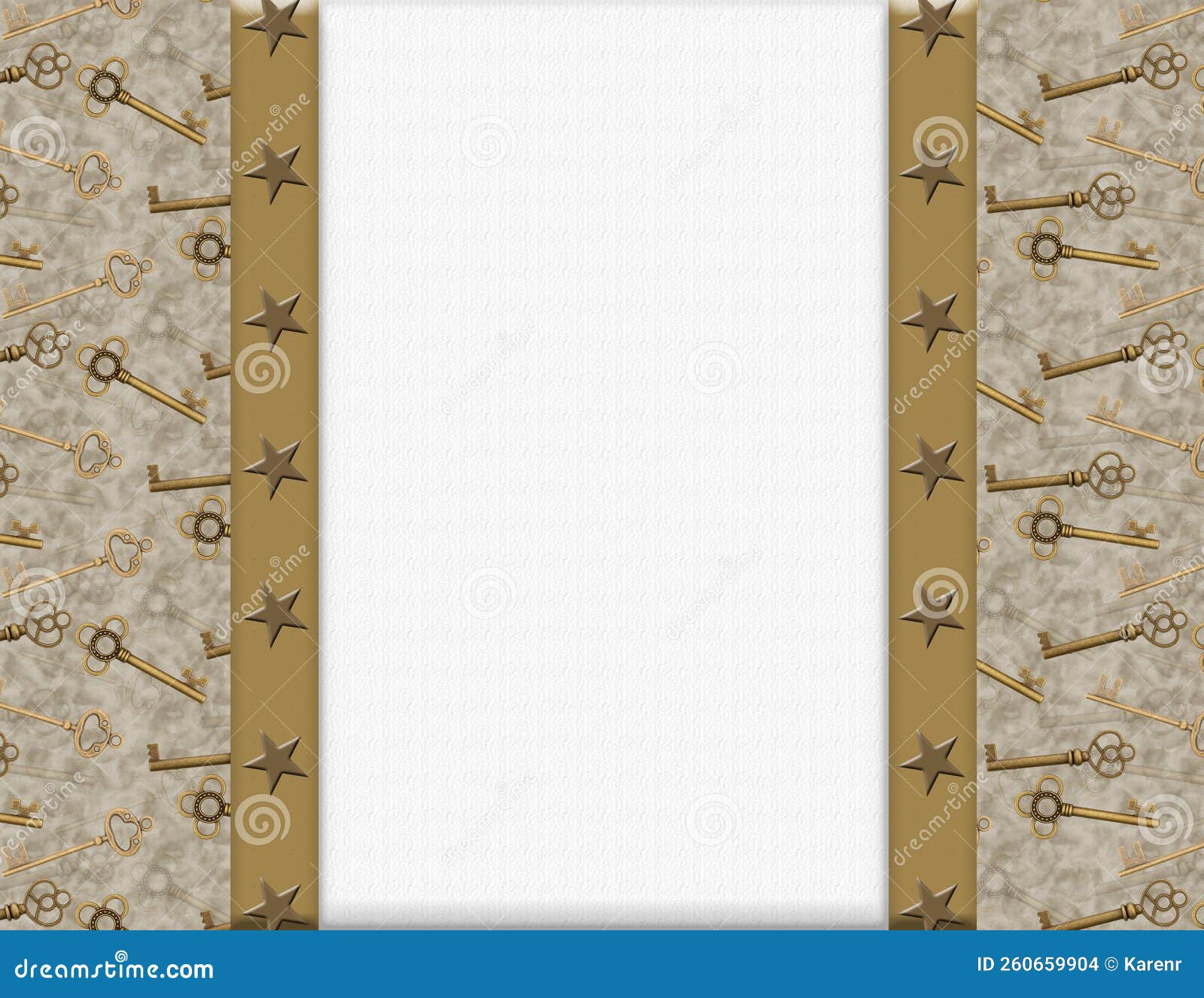 Key Border with Gold Skeleton Key on White Stock Illustration ...