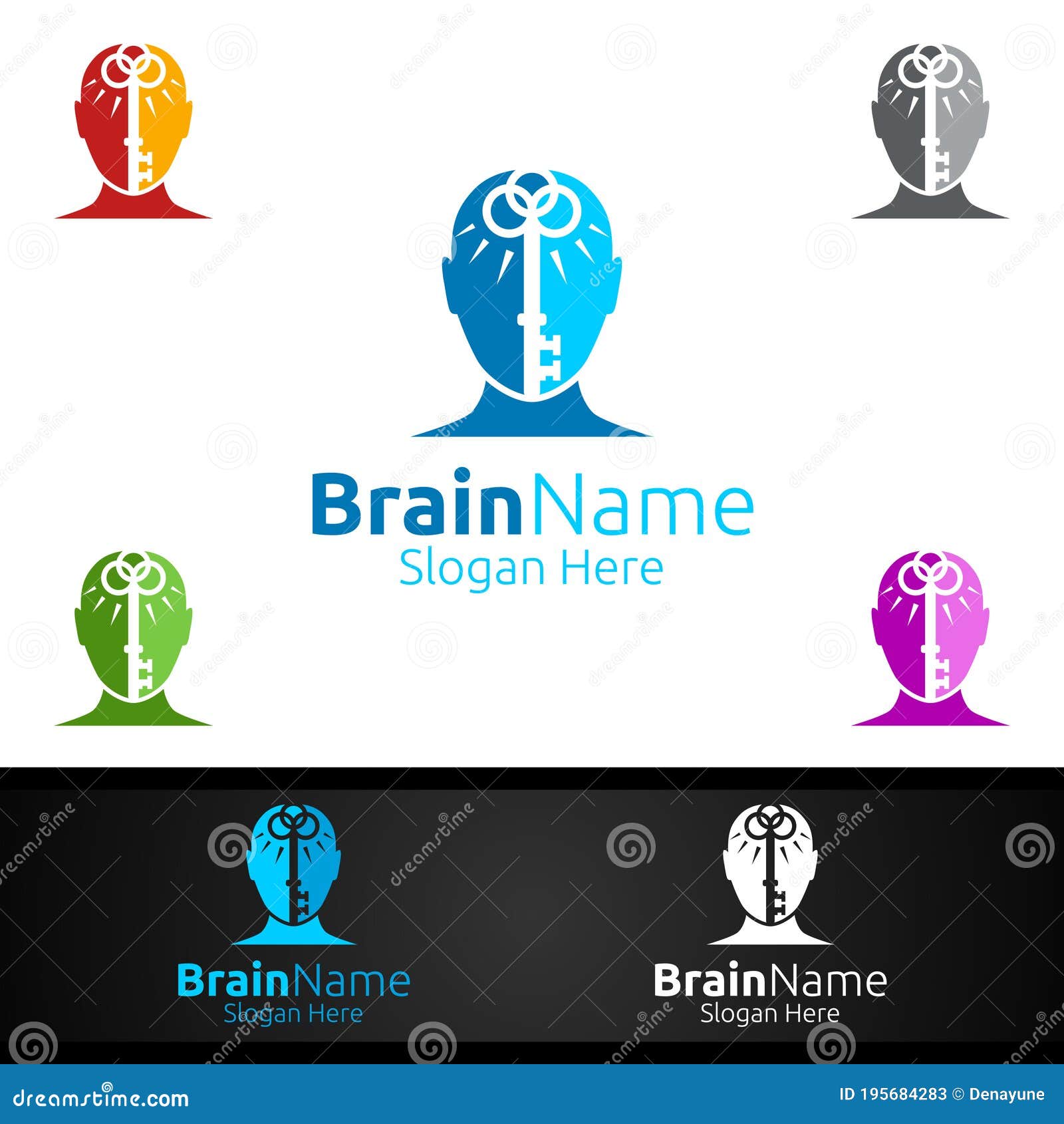 Key Brain Brain Logo with Think Idea Concept Design Stock Vector ...