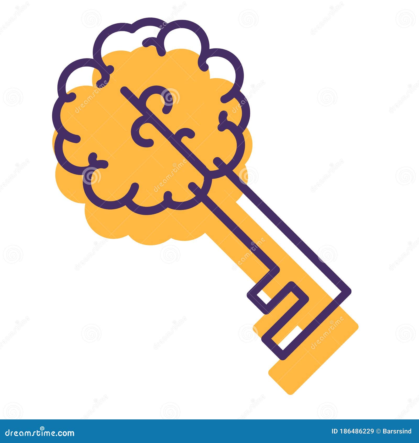 Key Brain Sign Isolated, Creative Thinking Icon Stock Illustration ...