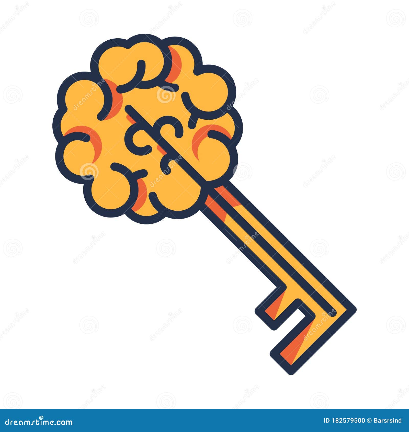 Key Brain Sign Isolated, Creative Thinking Icon Stock Illustration ...