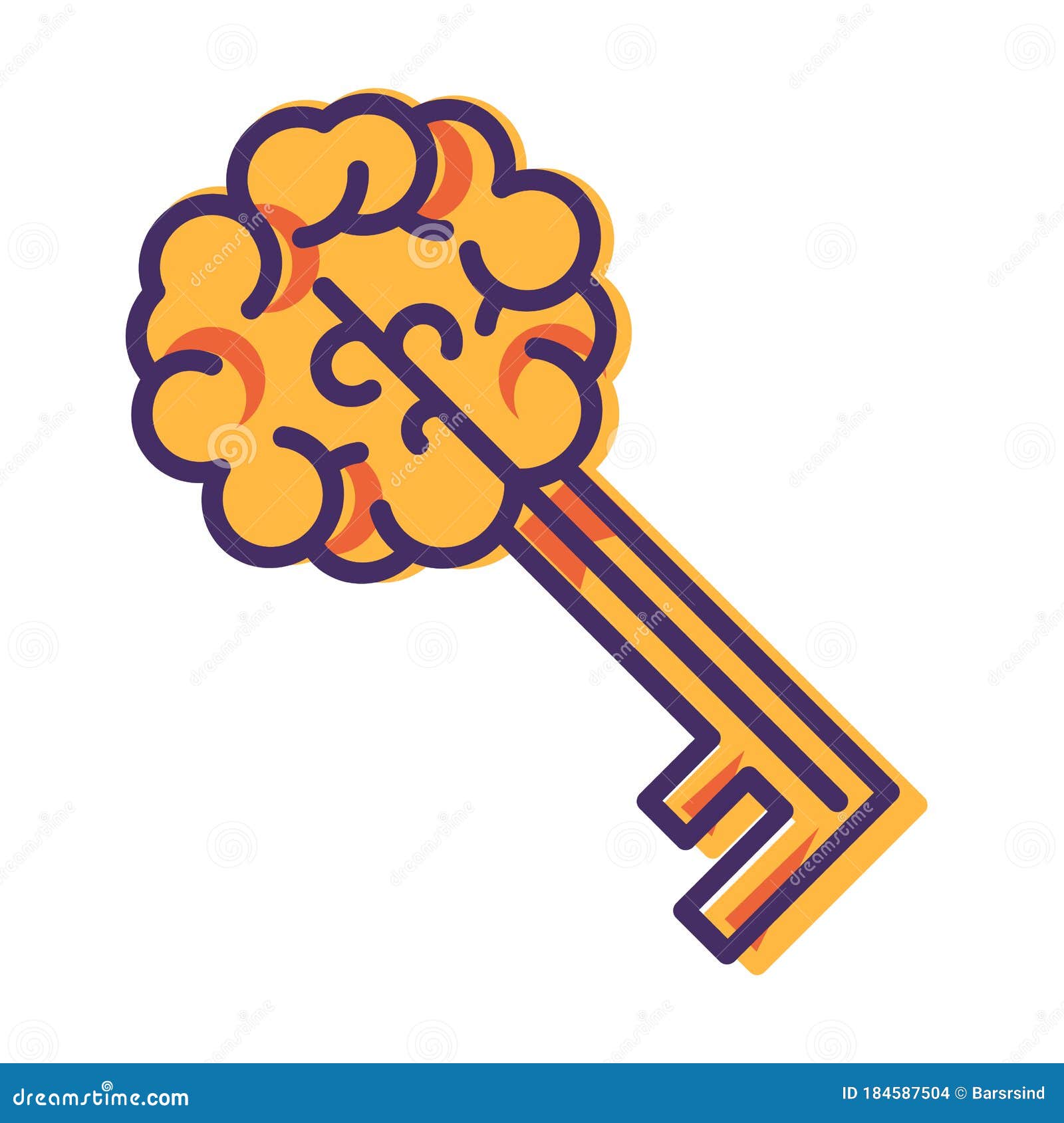 Key Brain Sign Isolated, Creative Thinking Icon Stock Illustration ...
