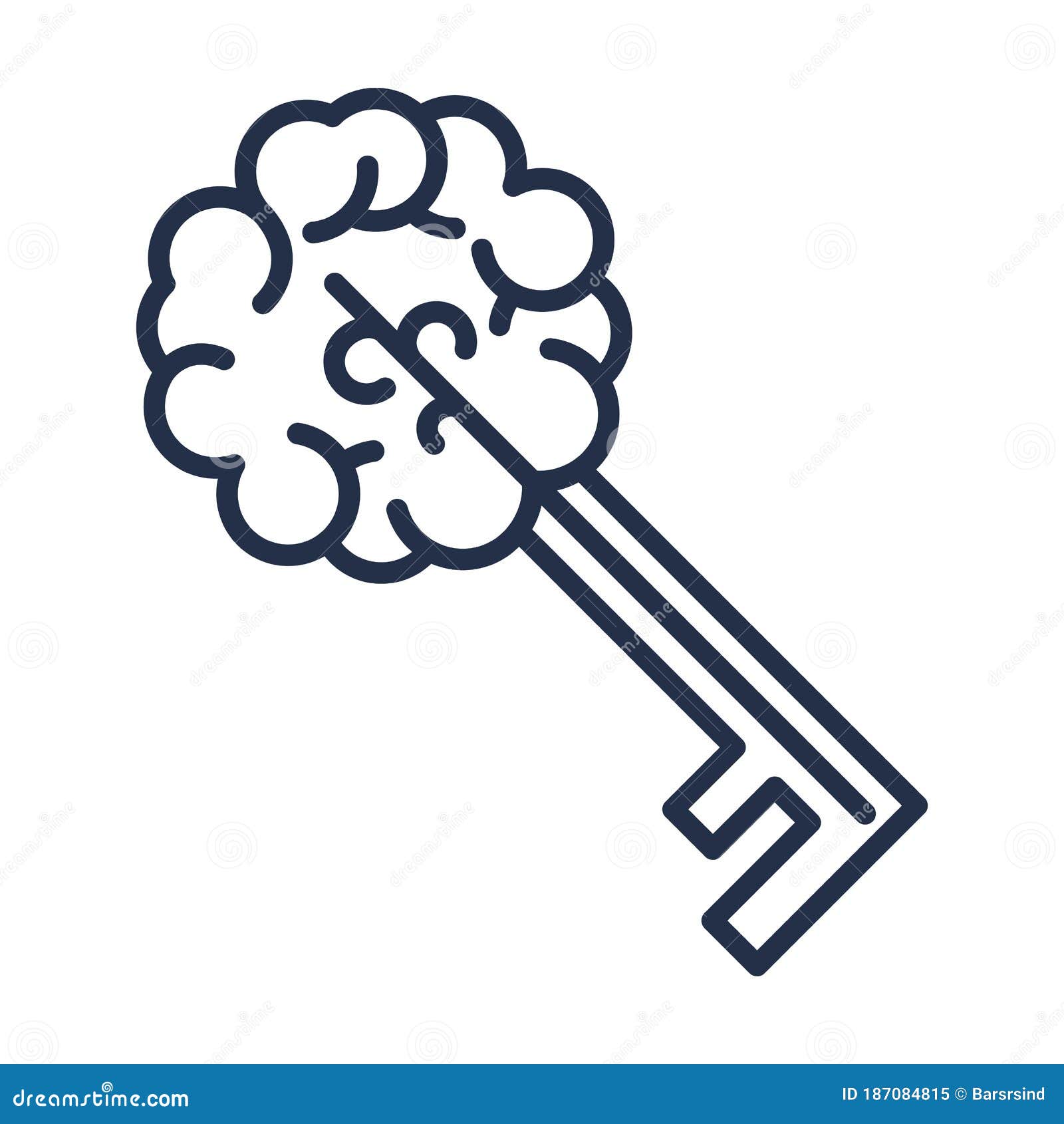 Key Brain Sign Isolated, Creative Thinking Icon Stock Illustration ...