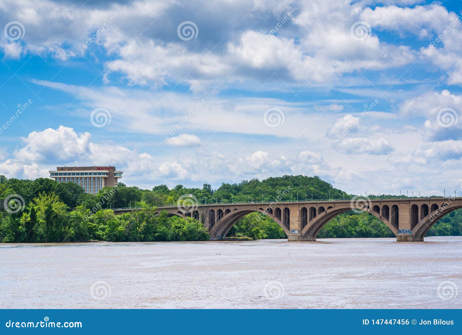 The Key Bridge and Potomac River in Georgetown, Washington, DC Stock ...