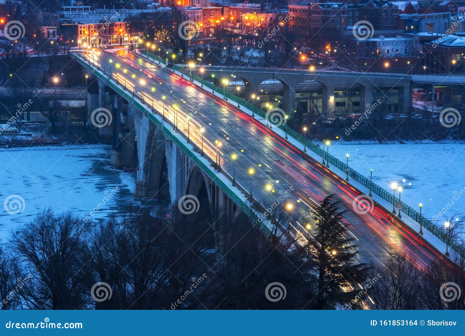 Key Bridge in Washington DC at Winter Dawn Stock Photo - Image of ...