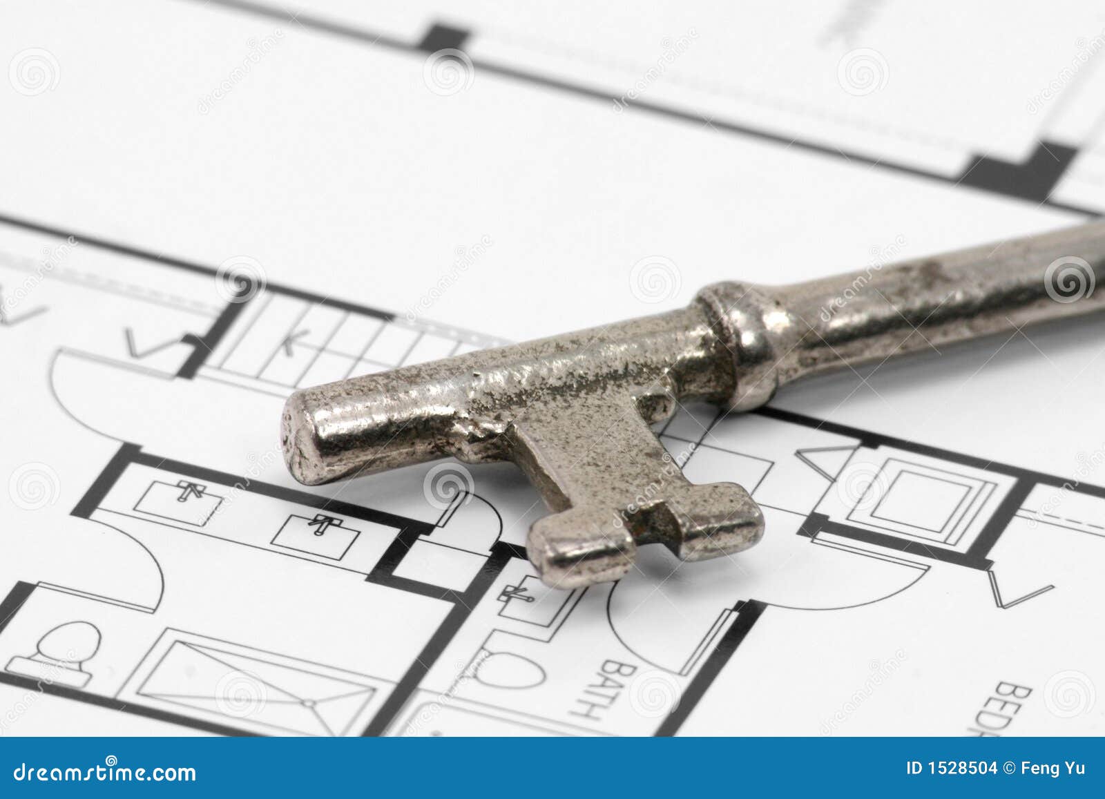 Key and building blueprint stock photo. Image of architecture - 1528504
