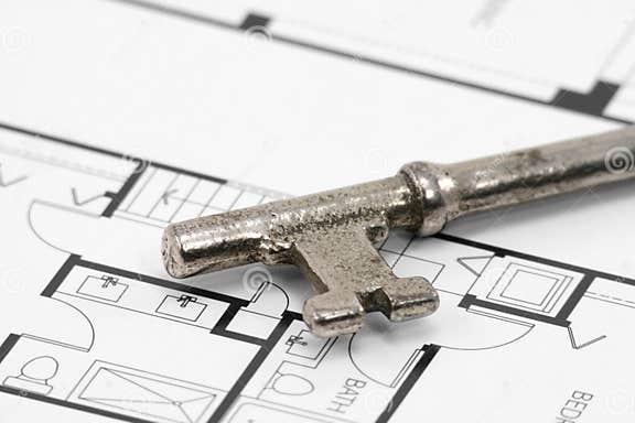 Key and building blueprint stock photo. Image of architecture - 1528504