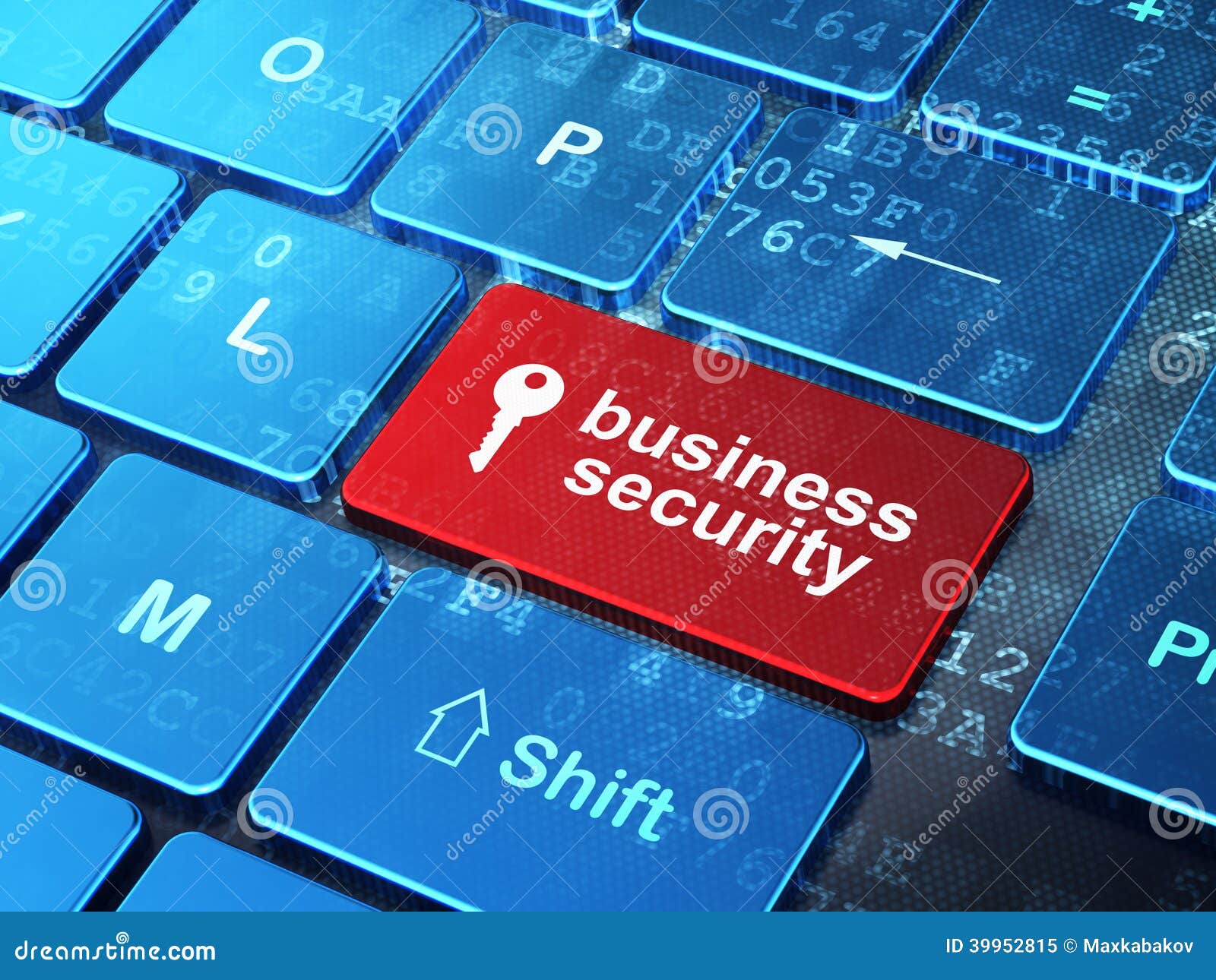 Key and Business Security on Computer Keyboard Stock Illustration ...
