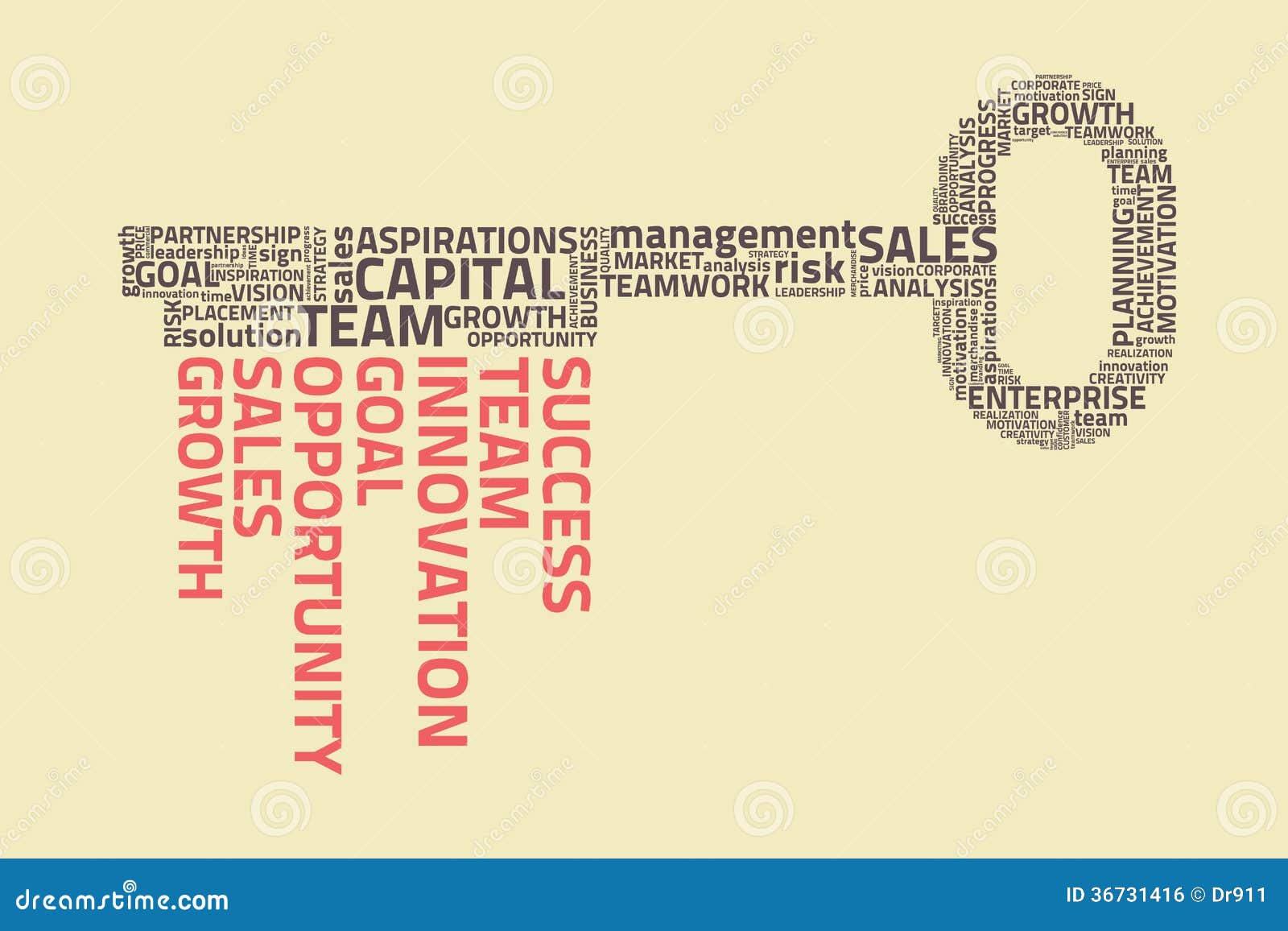 Key with business words stock illustration. Illustration of branding ...