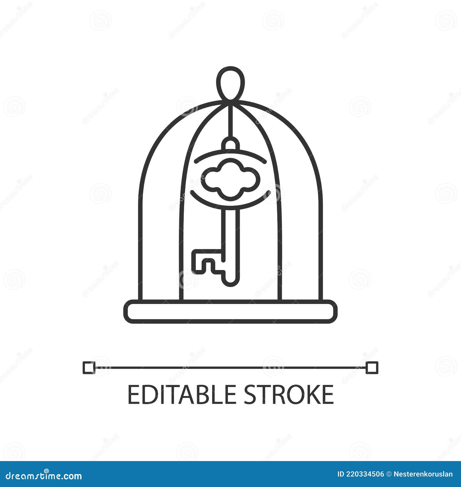 Key in cage linear icon stock vector. Illustration of open - 220334506