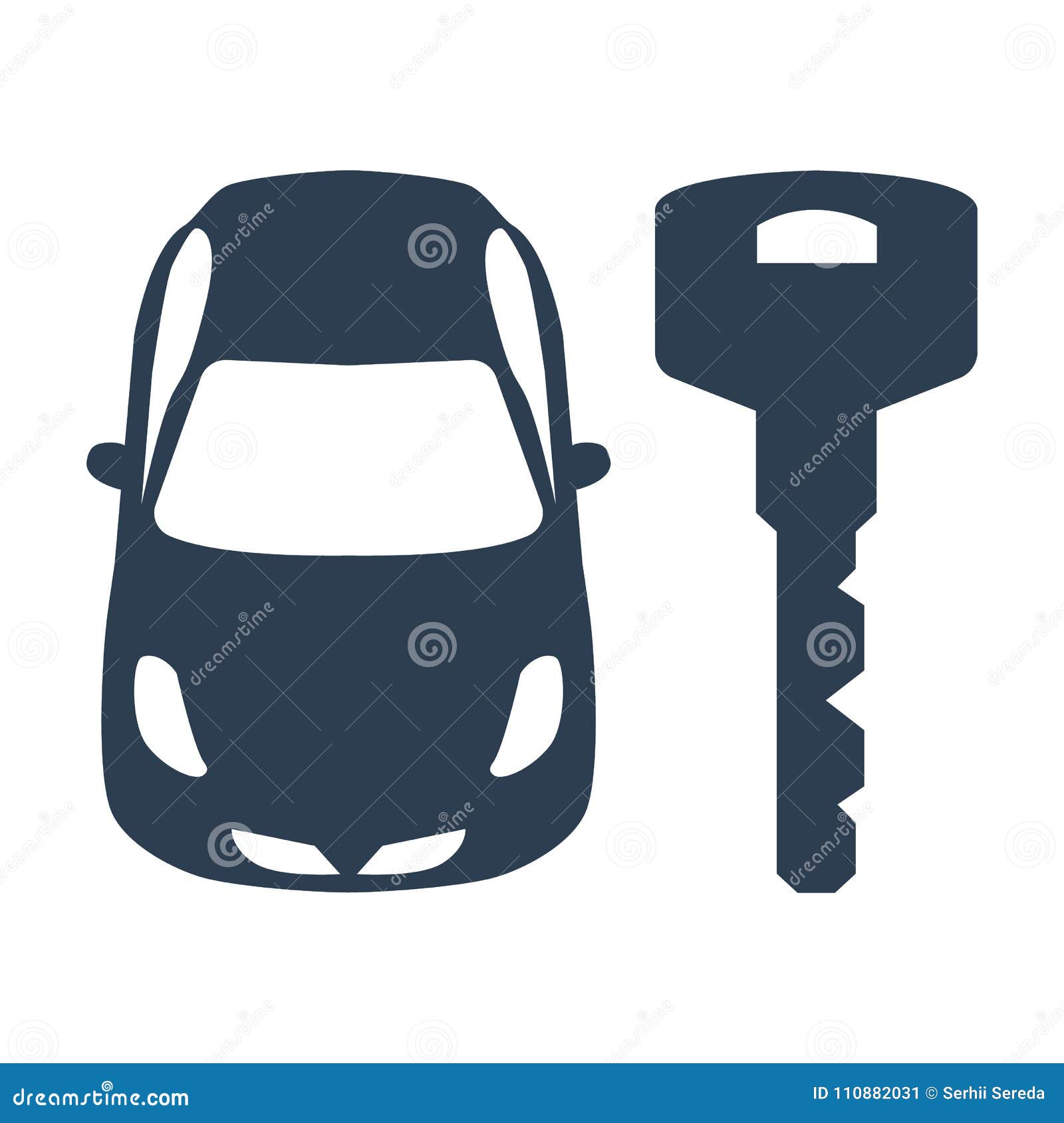 Key and Car Icon on White Background. Stock Illustration - Illustration ...