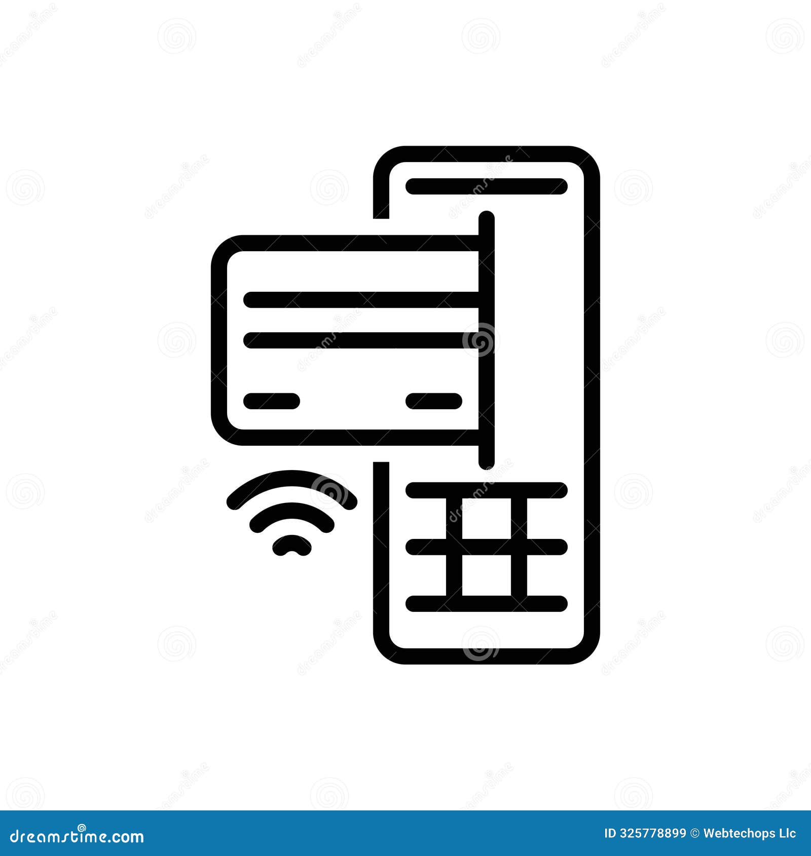 Black Line Icon for Key Card, Key and Electronic Stock Illustration ...