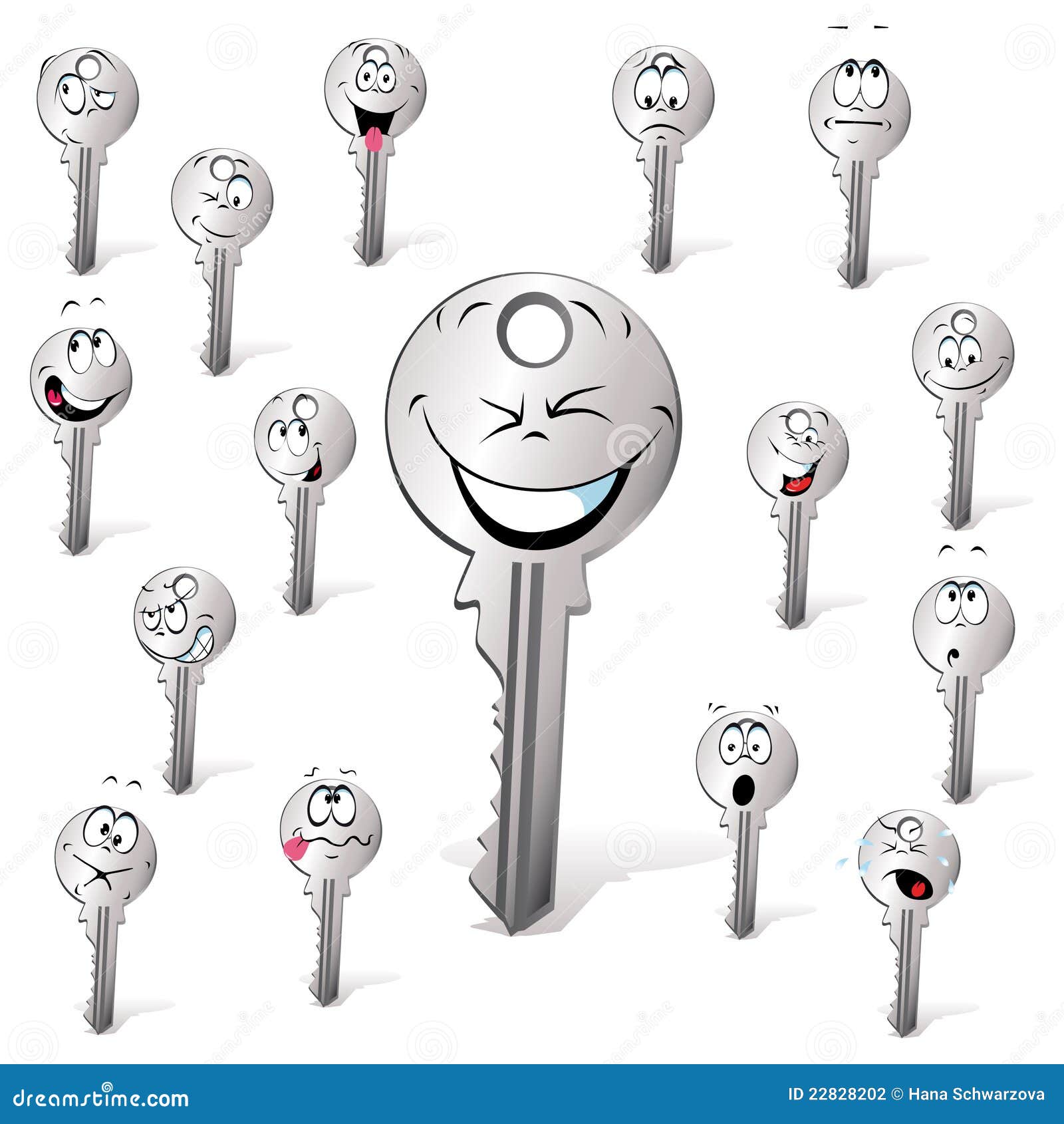 Key Cartoon with Many Expression Stock Vector - Illustration of open ...