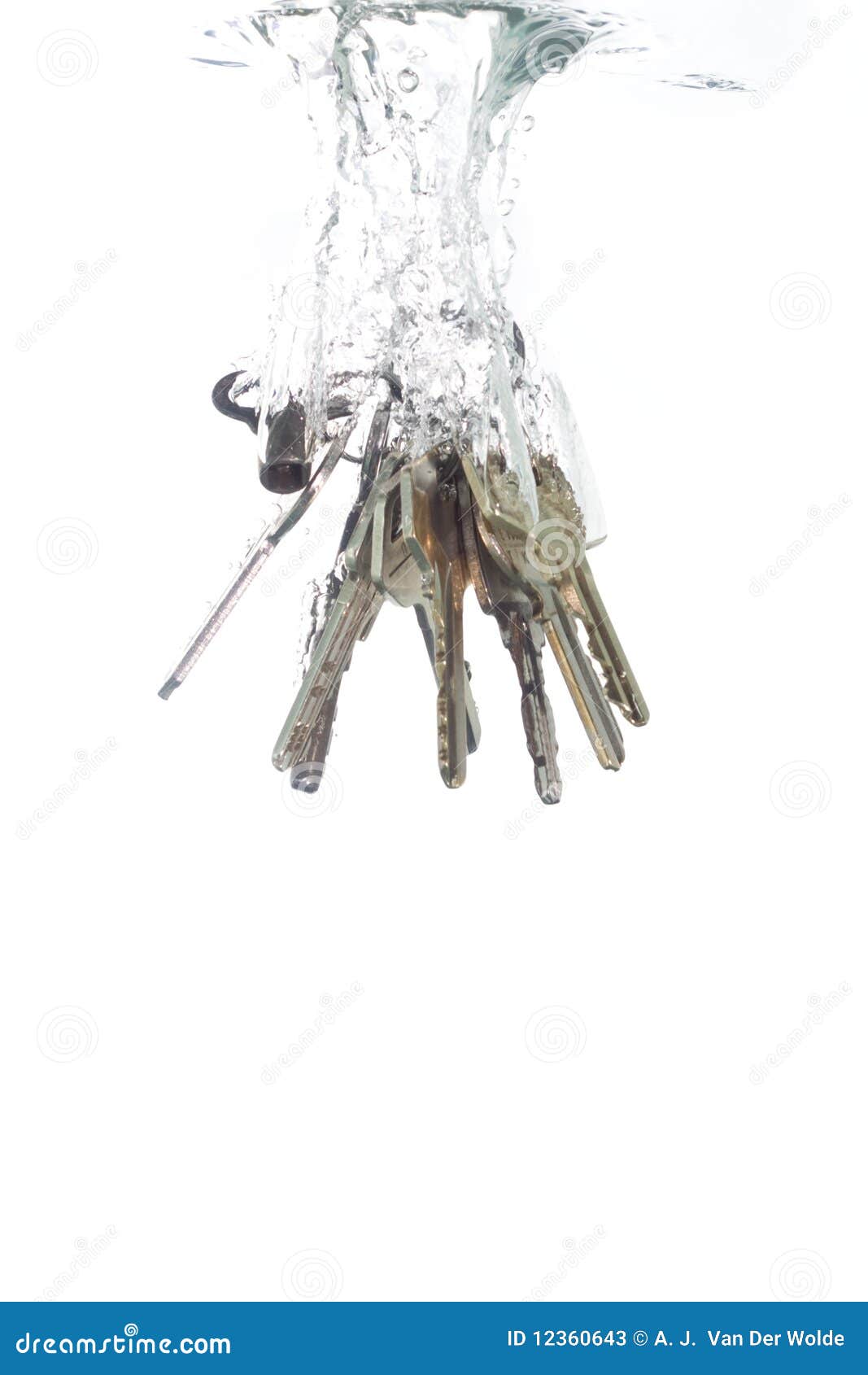 A Key Chain Falling into Water Stock Image - Image of splash, white ...