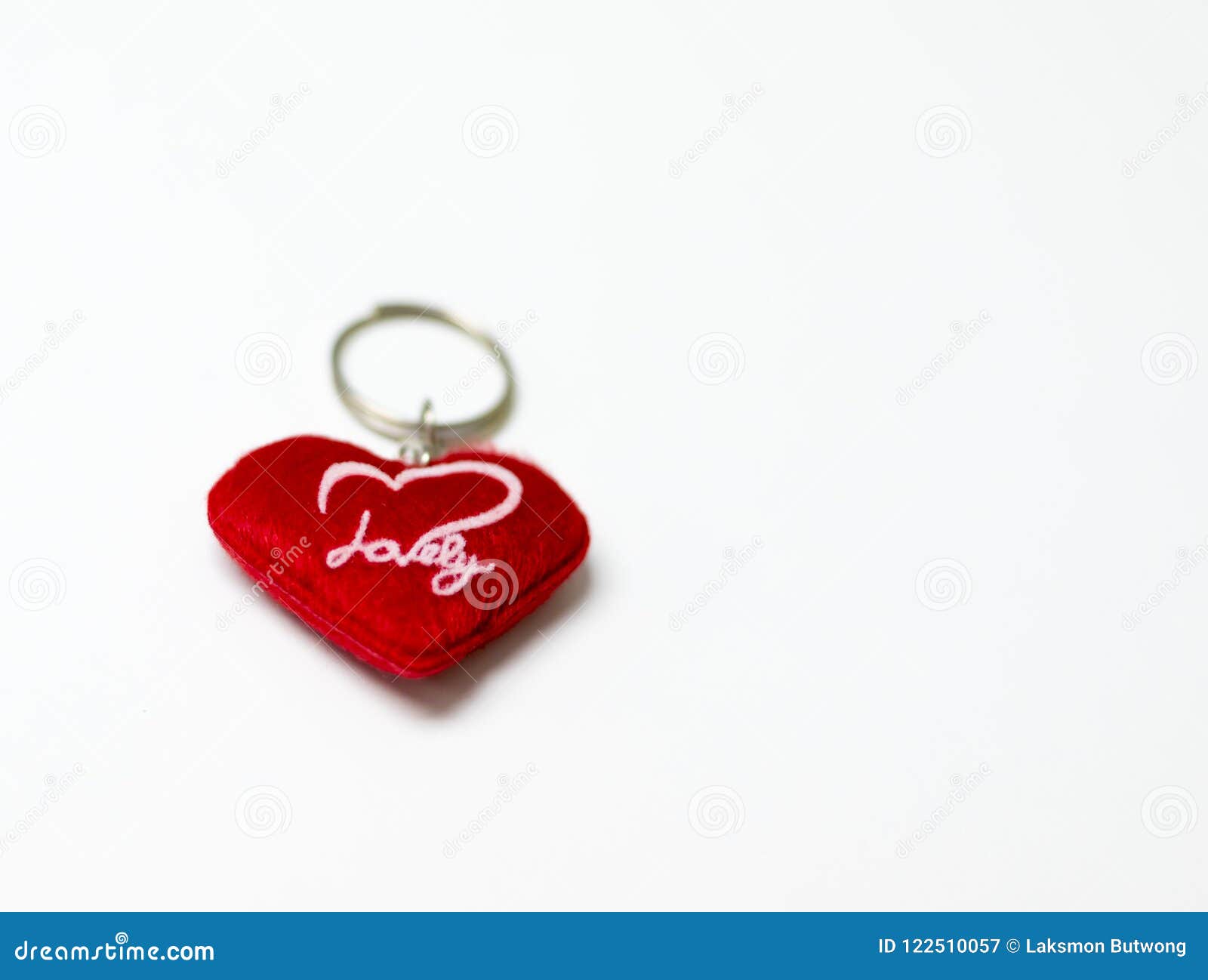 Key Chain in Form of Red Heart on White Background. Stock Image - Image ...