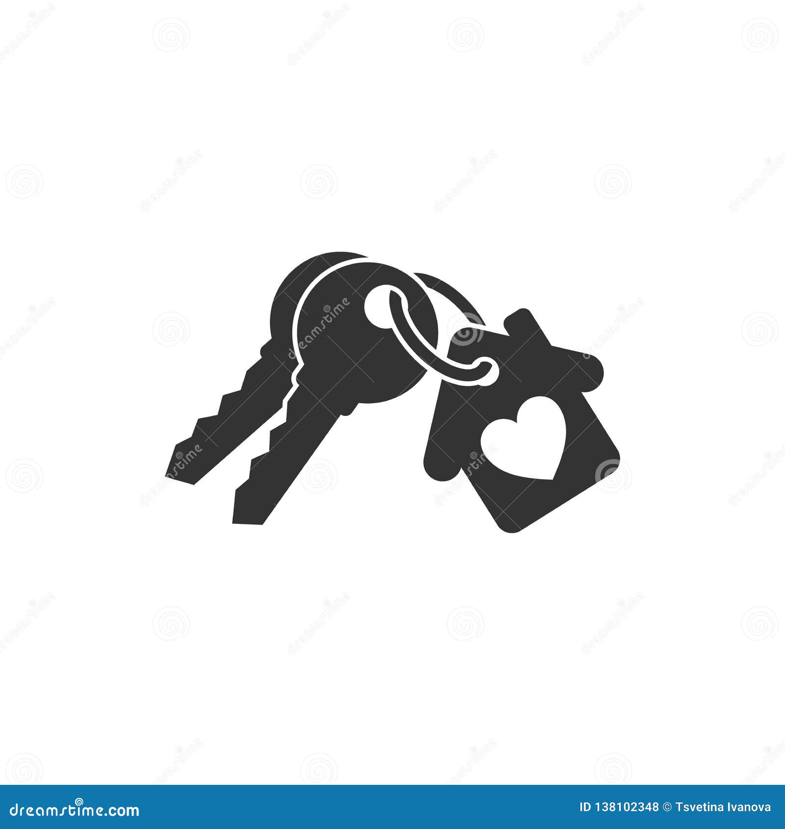 Key Chain with House with Heart Locket Vector Icon. Stock Vector ...