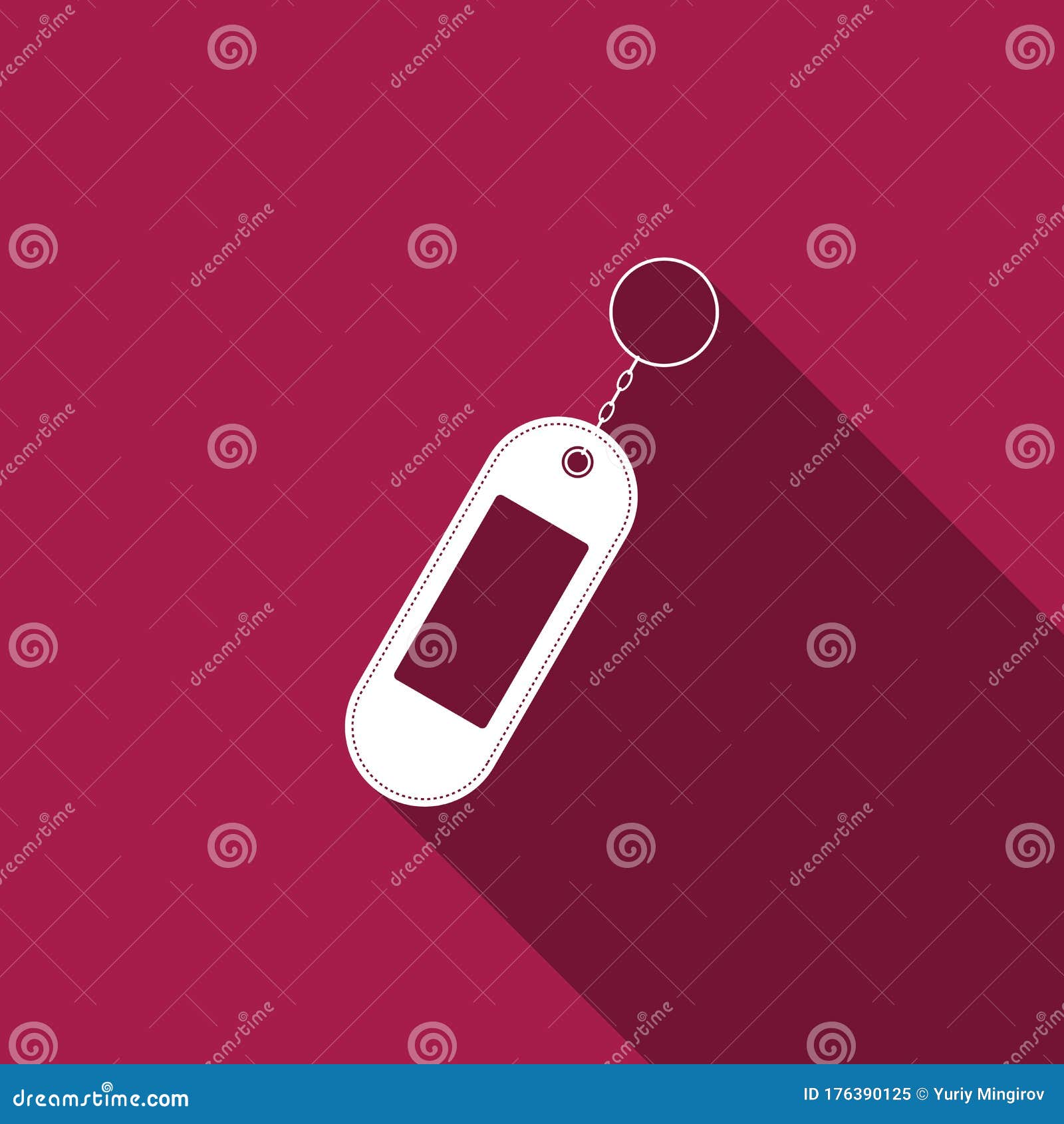 Key Chain Icon Isolated with Long Shadow. Blank Rectangular Keychain ...