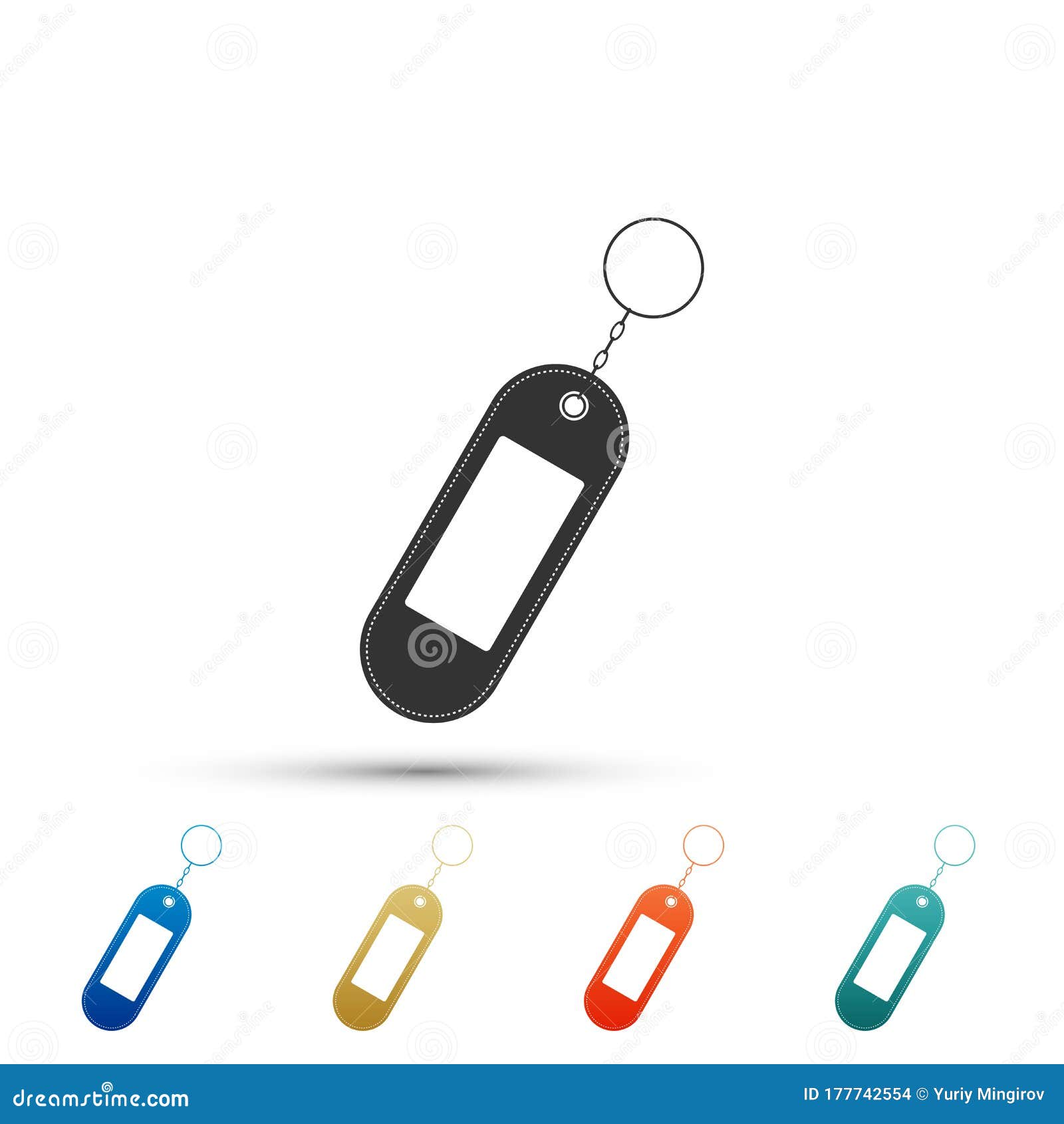 Key Chain Icon Isolated on White Background. Blank Rectangular Keychain ...