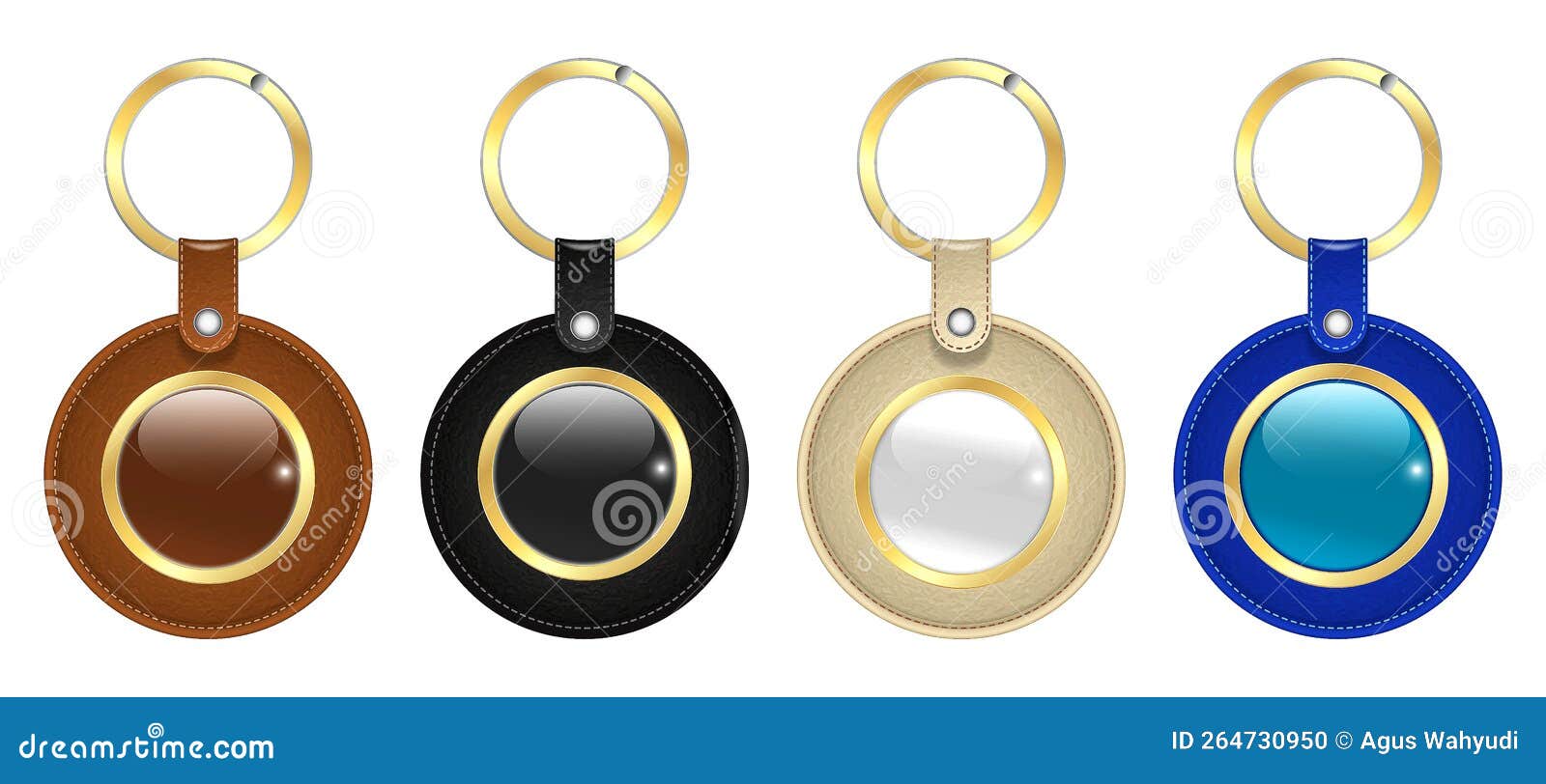 Set of High Detailed and Realistic Leather Key Chain Isolated Stock ...