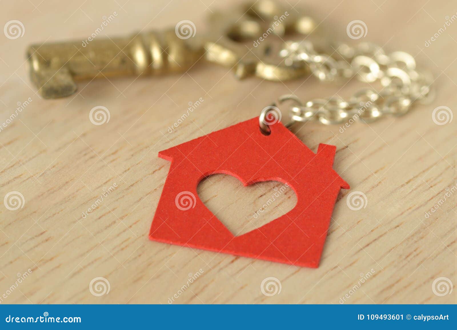 Key with a Key Chain in Shape of House - Love for Home Concept Stock ...