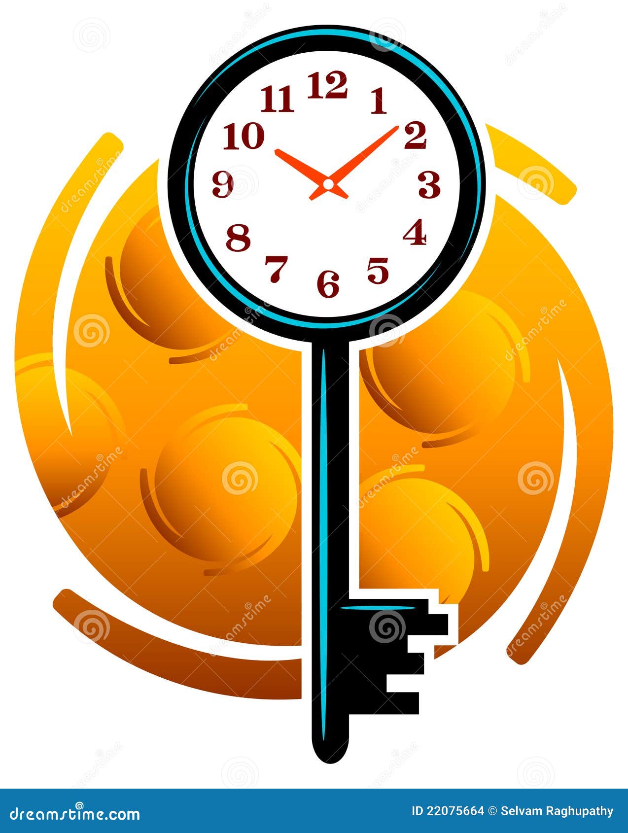 Key clock stock vector. Illustration of circle, time - 22075664