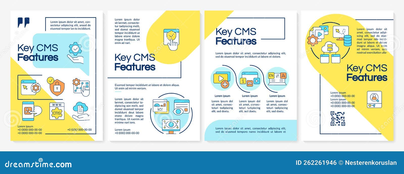 Key CMS Features Blue and Yellow Brochure Template Stock Vector ... Key CMS Features Blue and Yellow Brochure Template Stock Vector ...