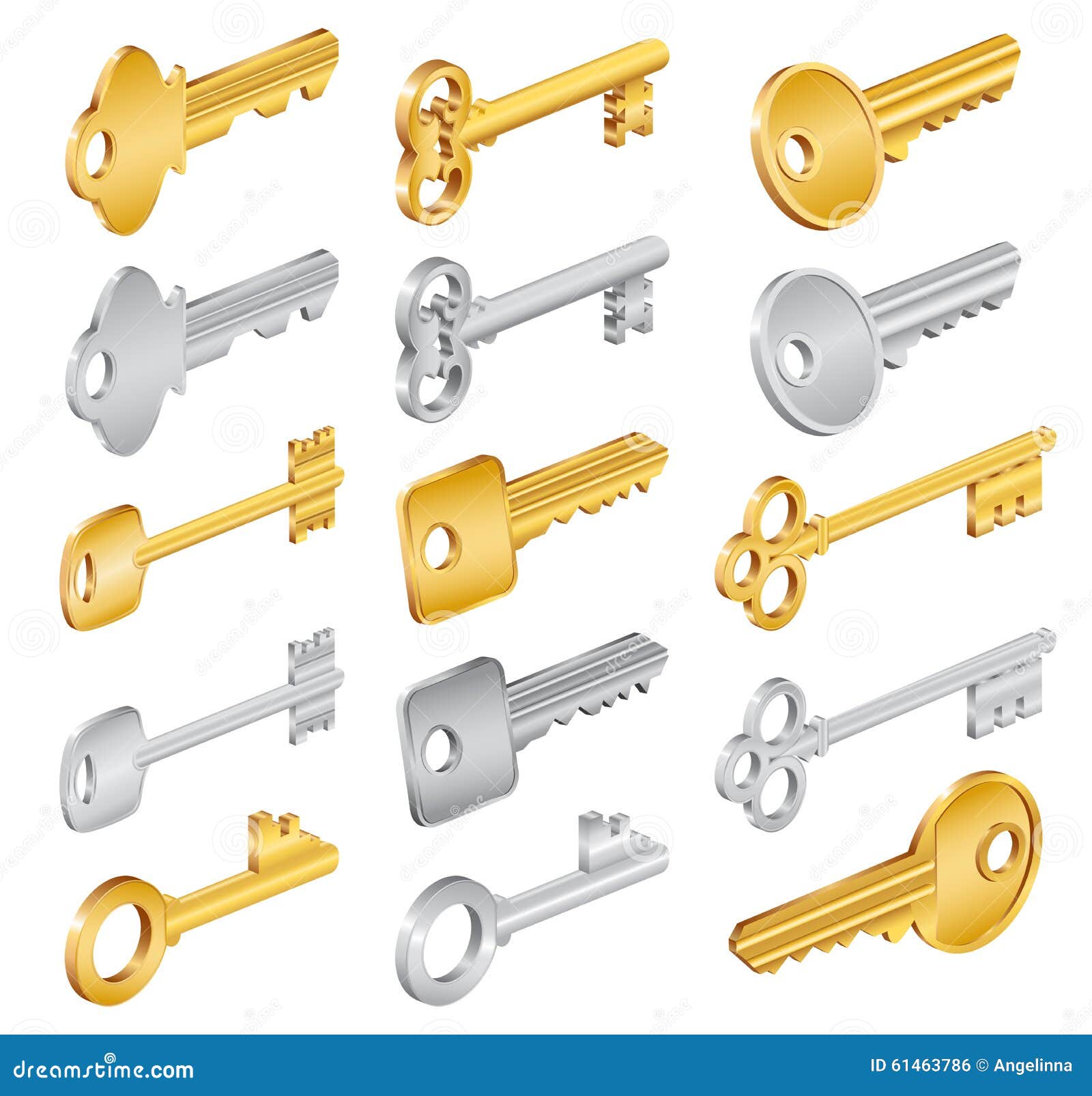 Old Keys Of Various Shapes And Shades Seen From Above Creating A Set Of ...