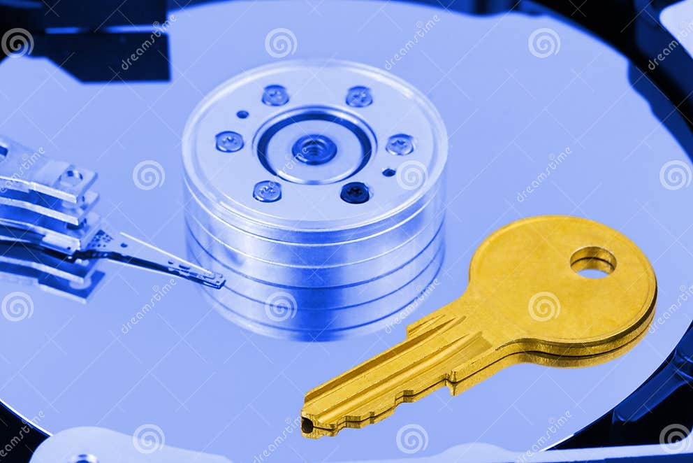 Key on computer hdd disk stock image. Image of macro - 47118867