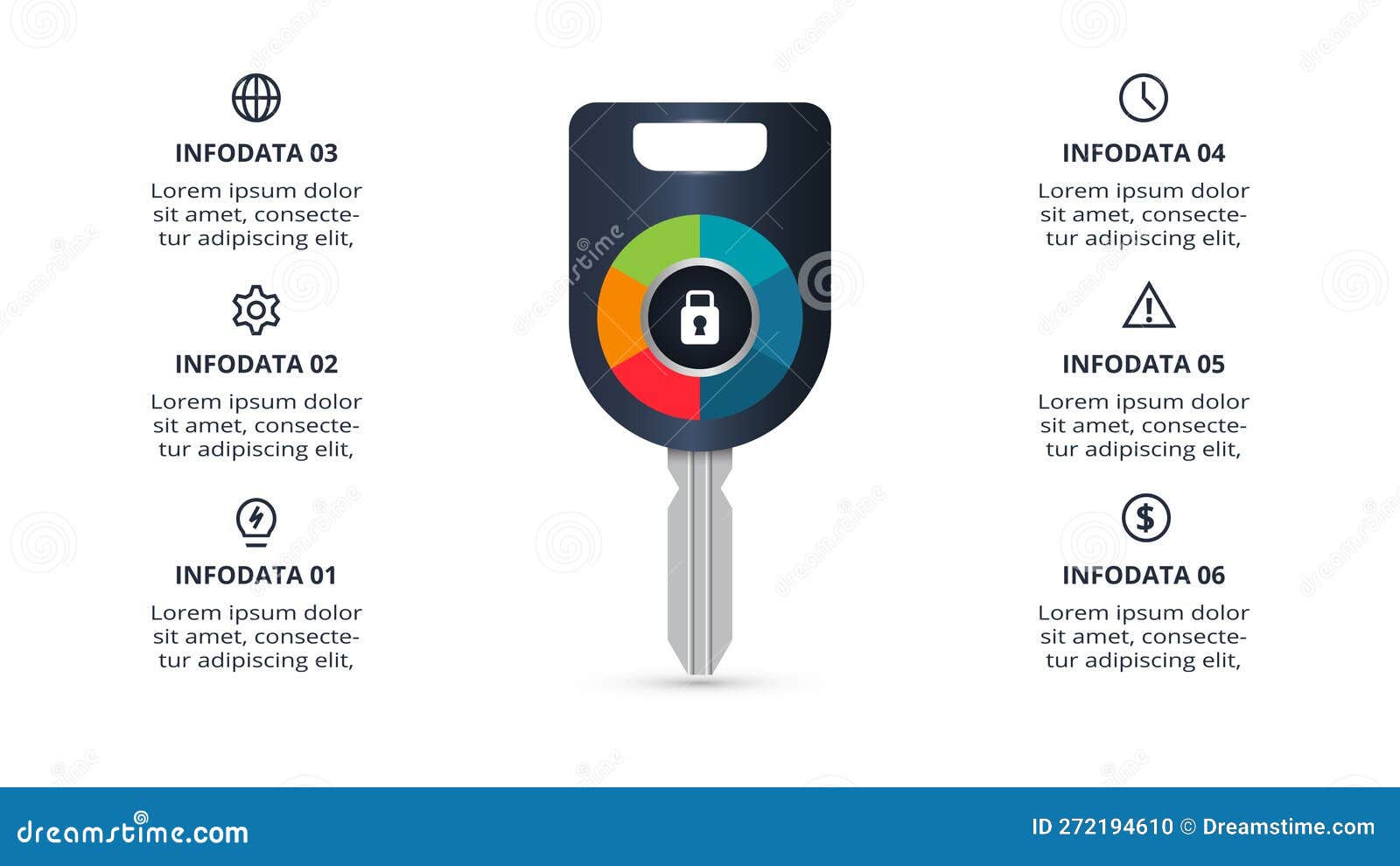 Key Concept for Infographic with 6 Steps, Options, Parts or Processes ...