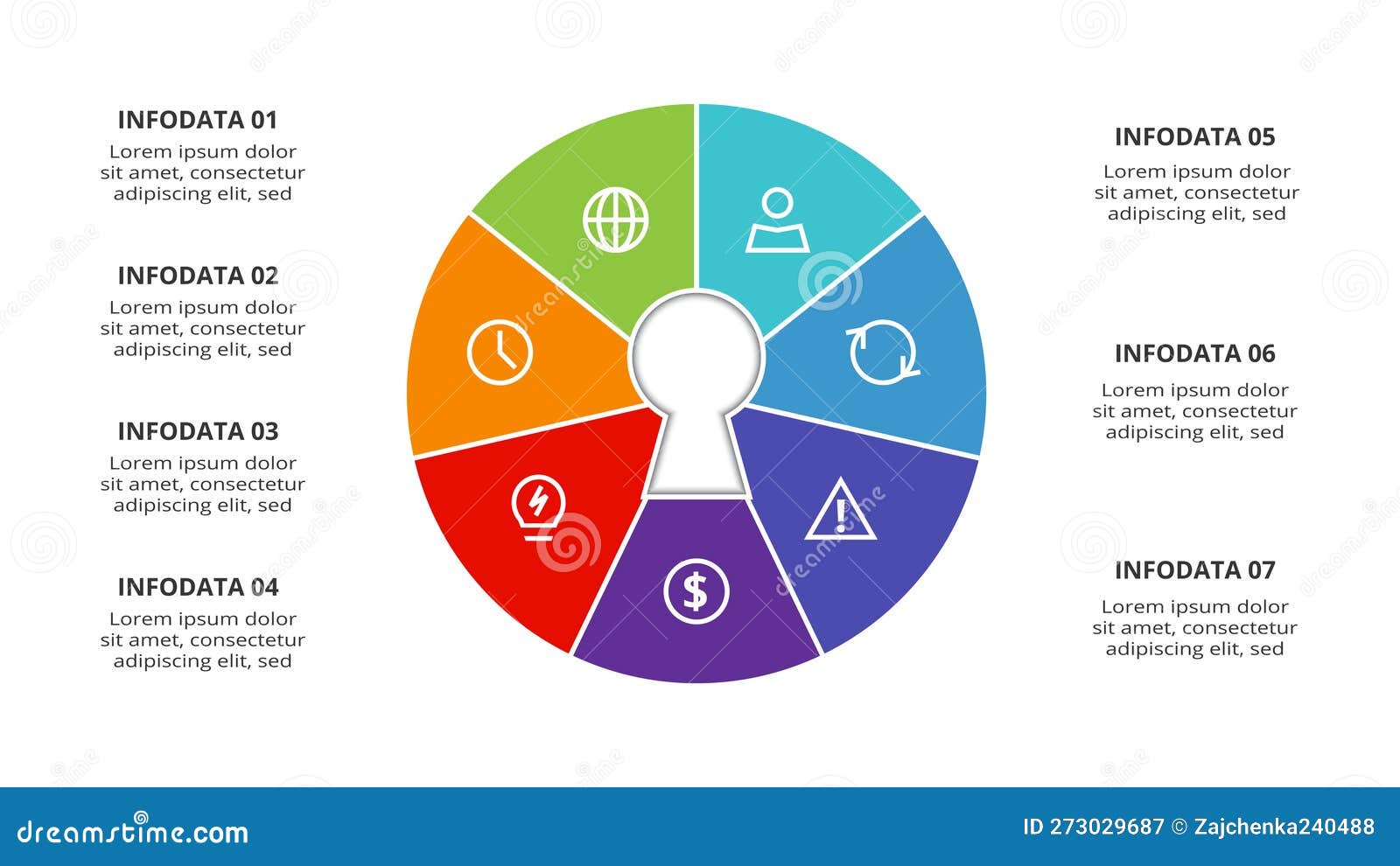 Key Concept for Infographic with 7 Steps, Options, Parts or Processes ...