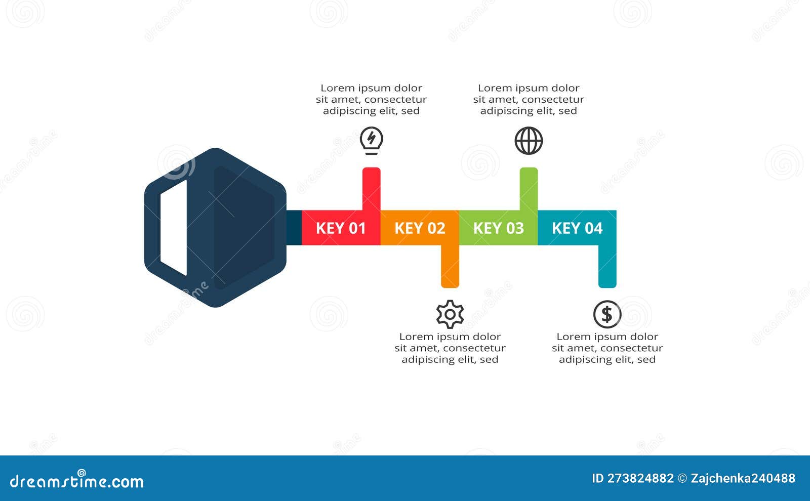 Key Concept for Infographic with 4 Steps, Options, Parts or Processes ...