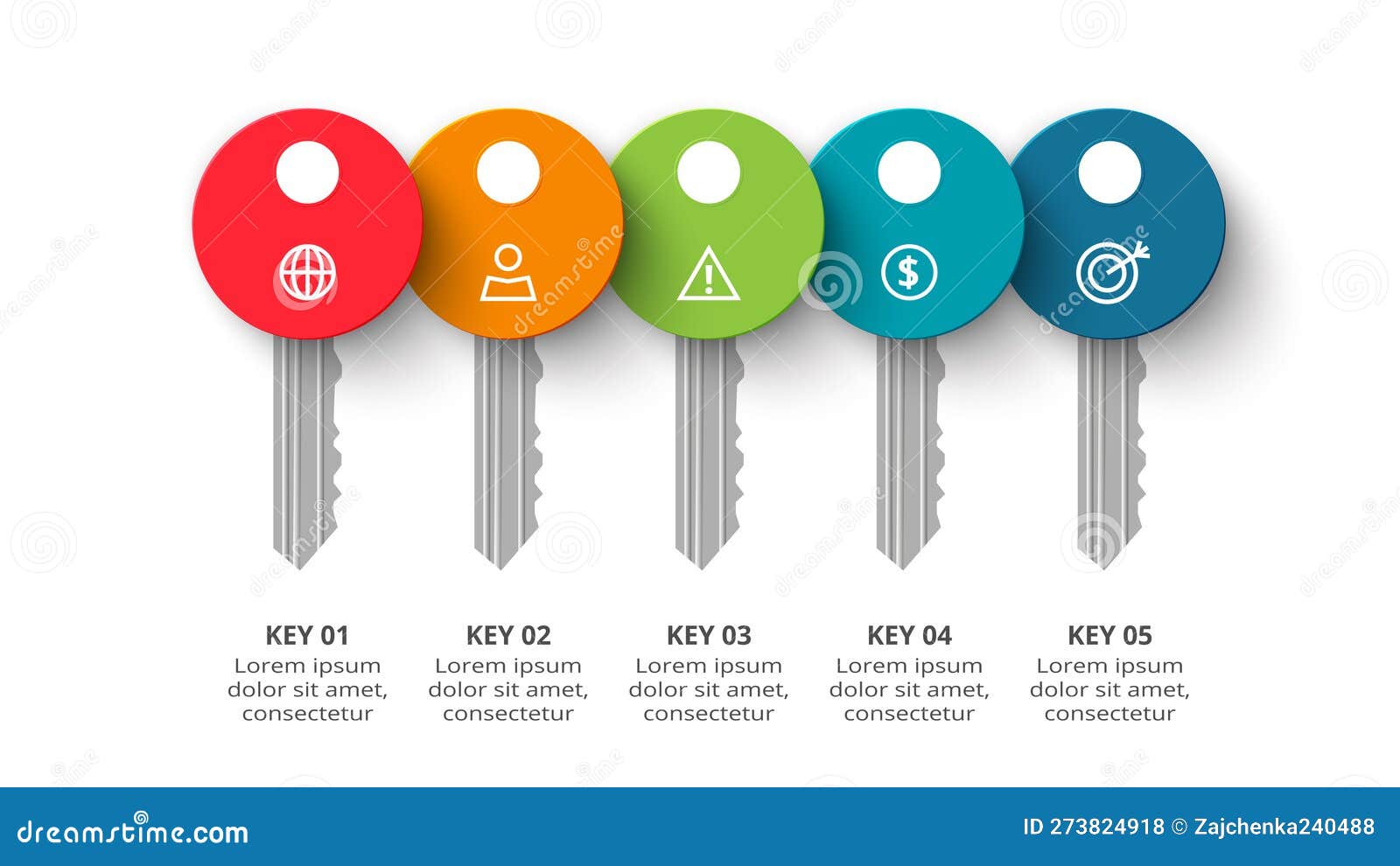 Key Concept for Infographic with 5 Steps, Options, Parts or Processes ...