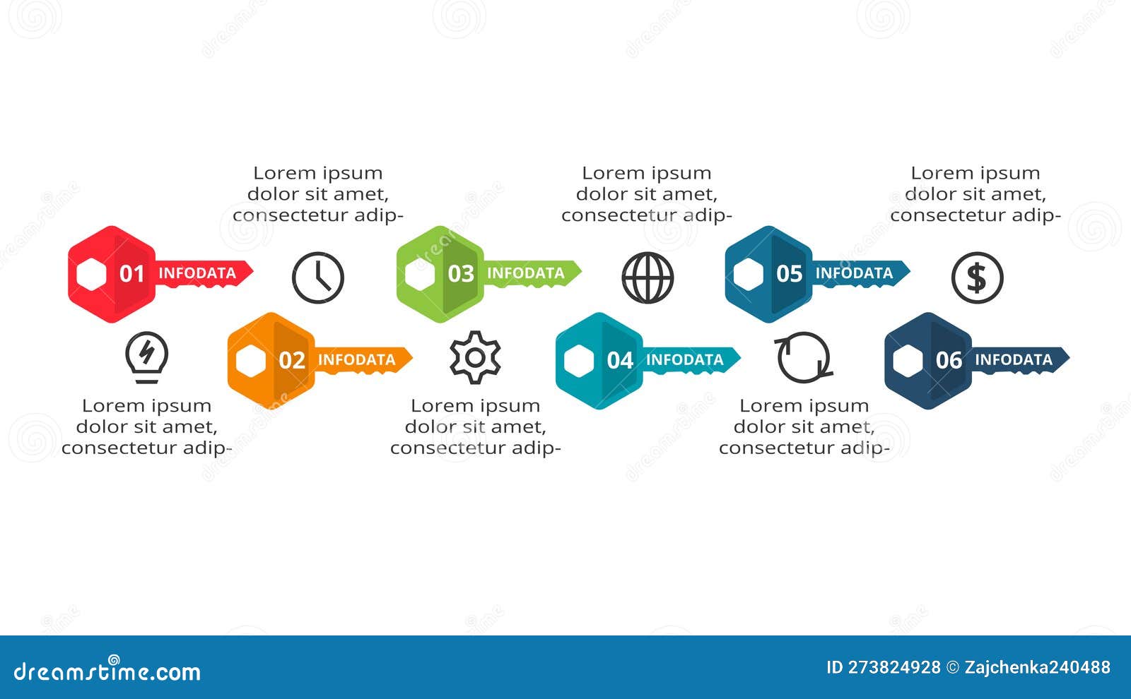 Key Concept for Infographic with 6 Steps, Options, Parts or Processes ...