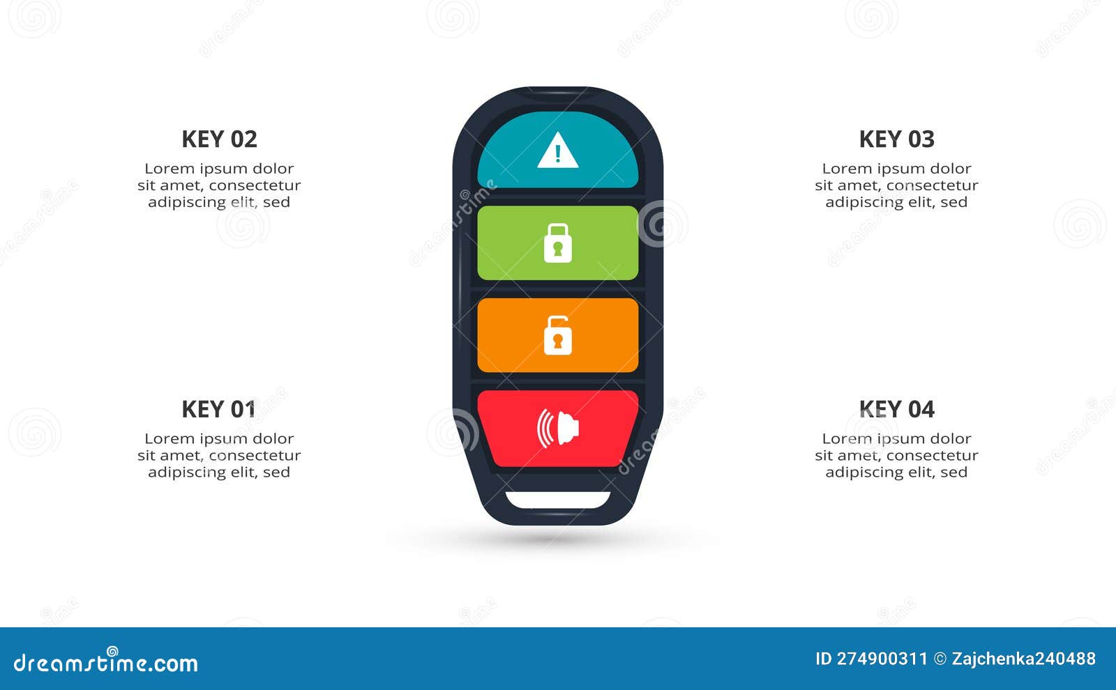 Key Concept for Infographic with 4 Steps, Options, Parts or Processes ...