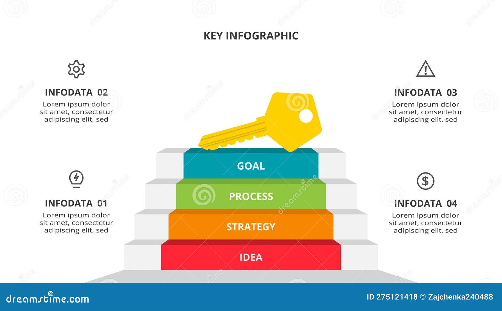 Key Concept for Infographic with 4 Steps, Options, Parts or Processes ...