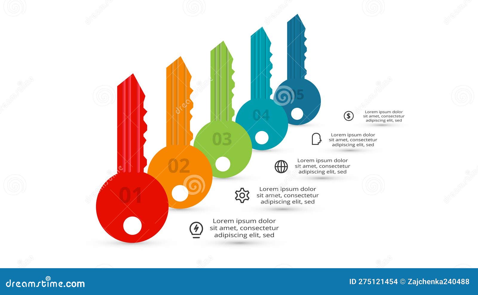 Key Concept for Infographic with 5 Steps, Options, Parts or Processes ...