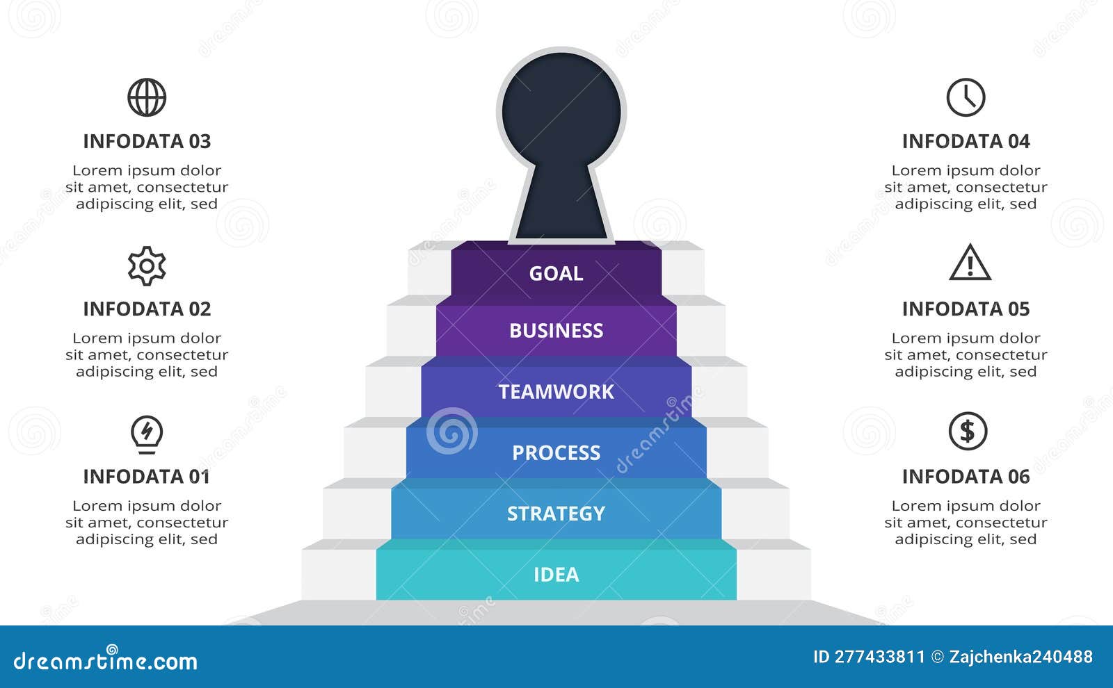 Key Concept for Infographic with 6 Steps, Options, Parts or Processes ...