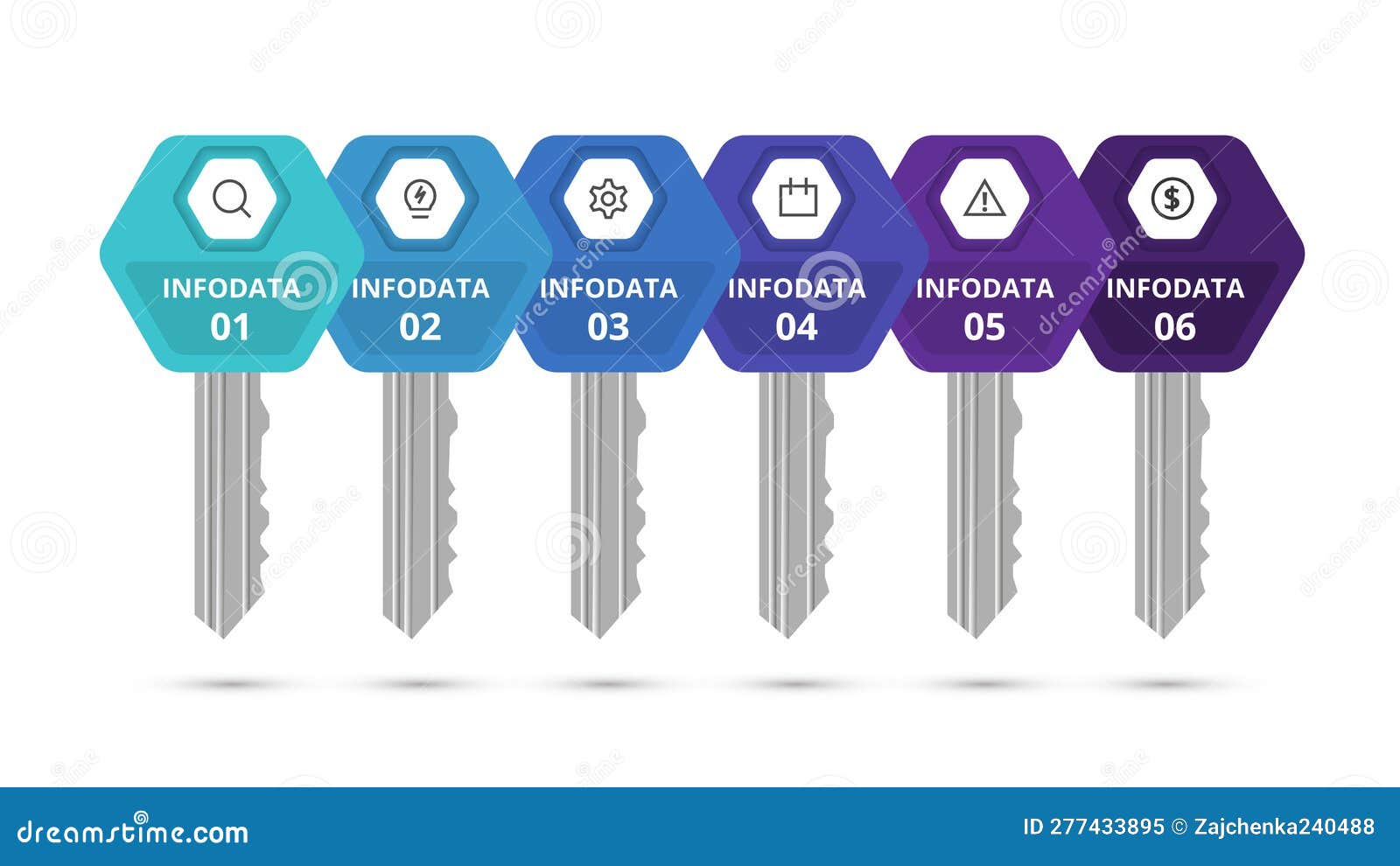 Key Concept for Infographic with 6 Steps, Options, Parts or Processes ...