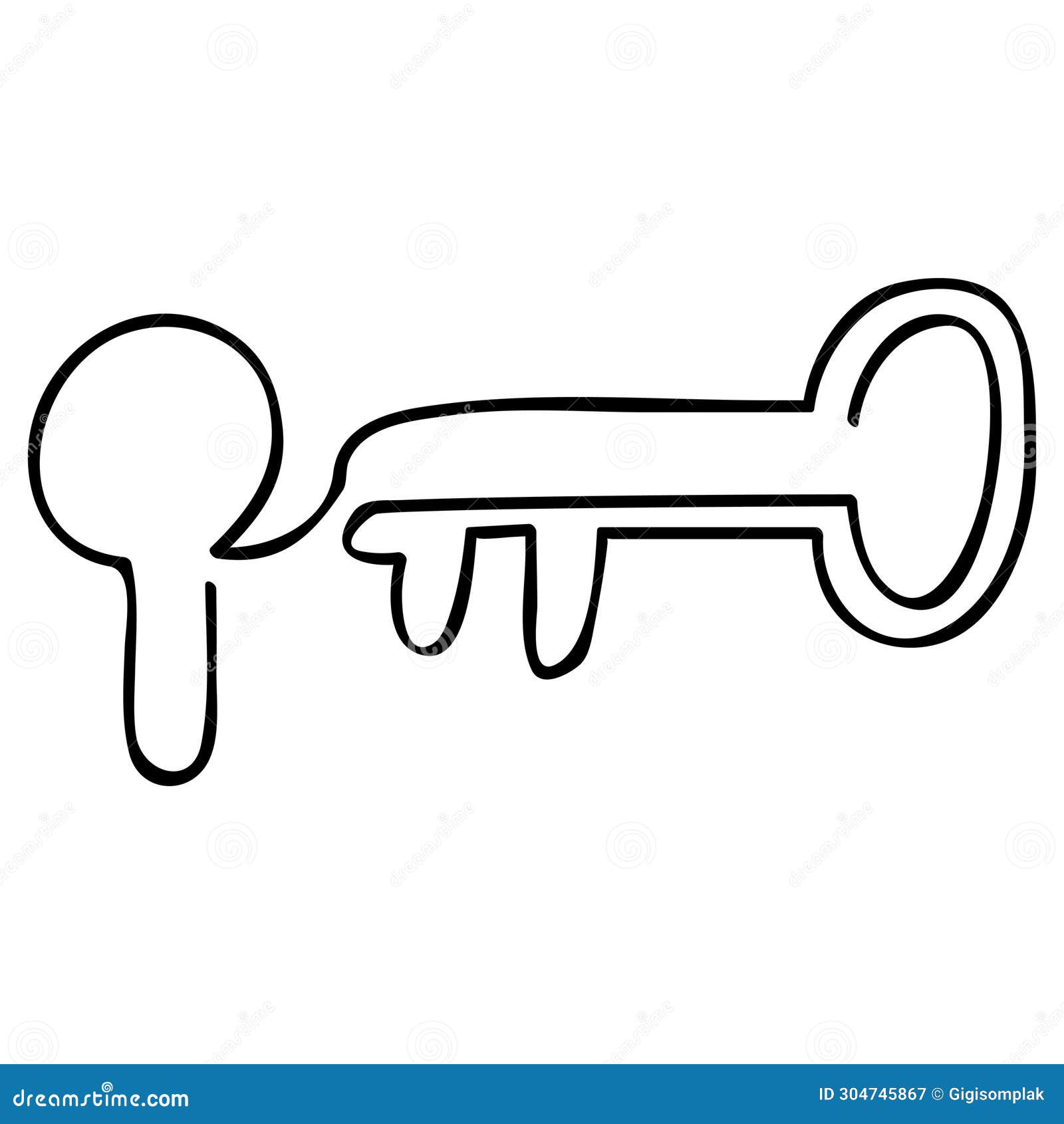Key, Continuous Line Art, Simple Vector Hand Draw Sketch Stock ...