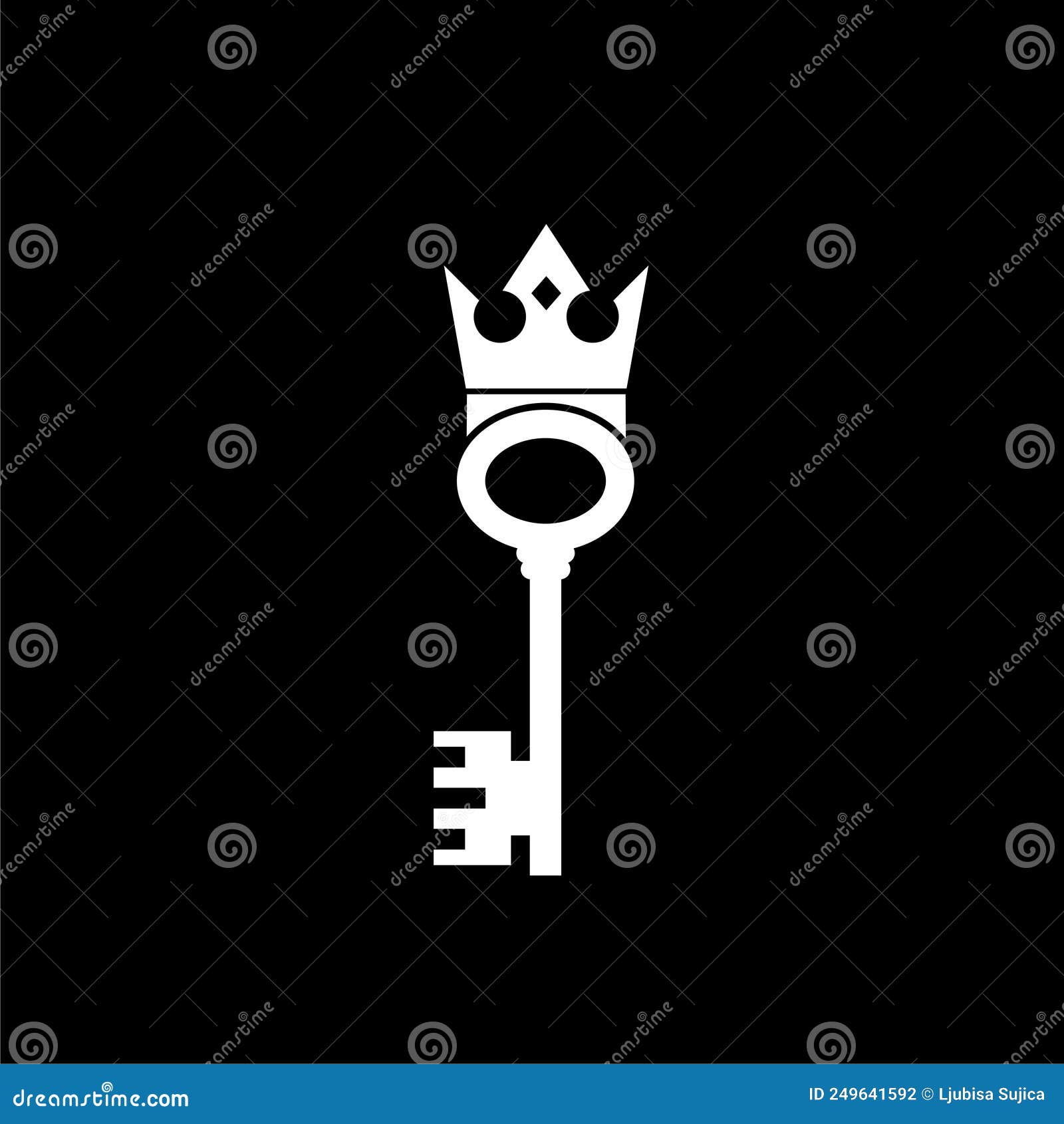 Key and Crown Logo Isolated on Dark Background Stock Vector ...