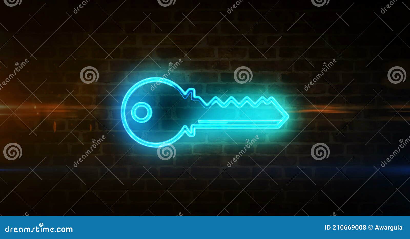 Key Cyber Security Symbol Neon on Brick Wall Stock Footage - Video of ...