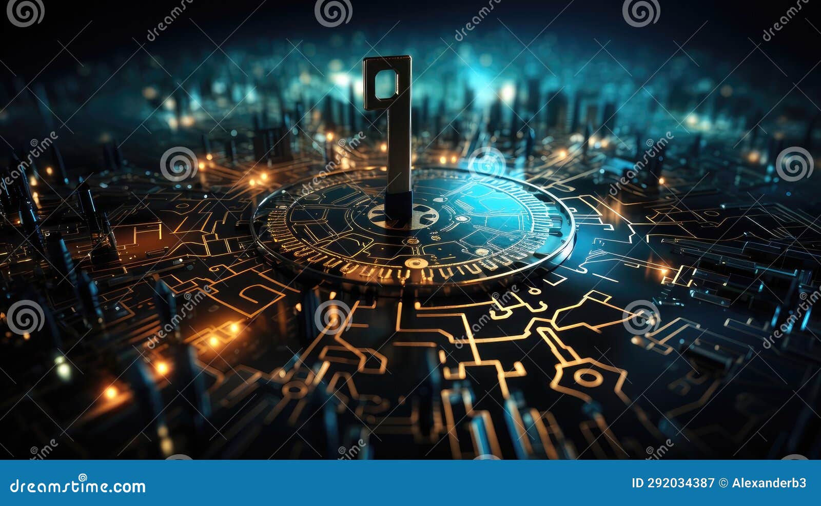 Key on Dark Blue Digital Computer Background: Symbolizing Internet ...