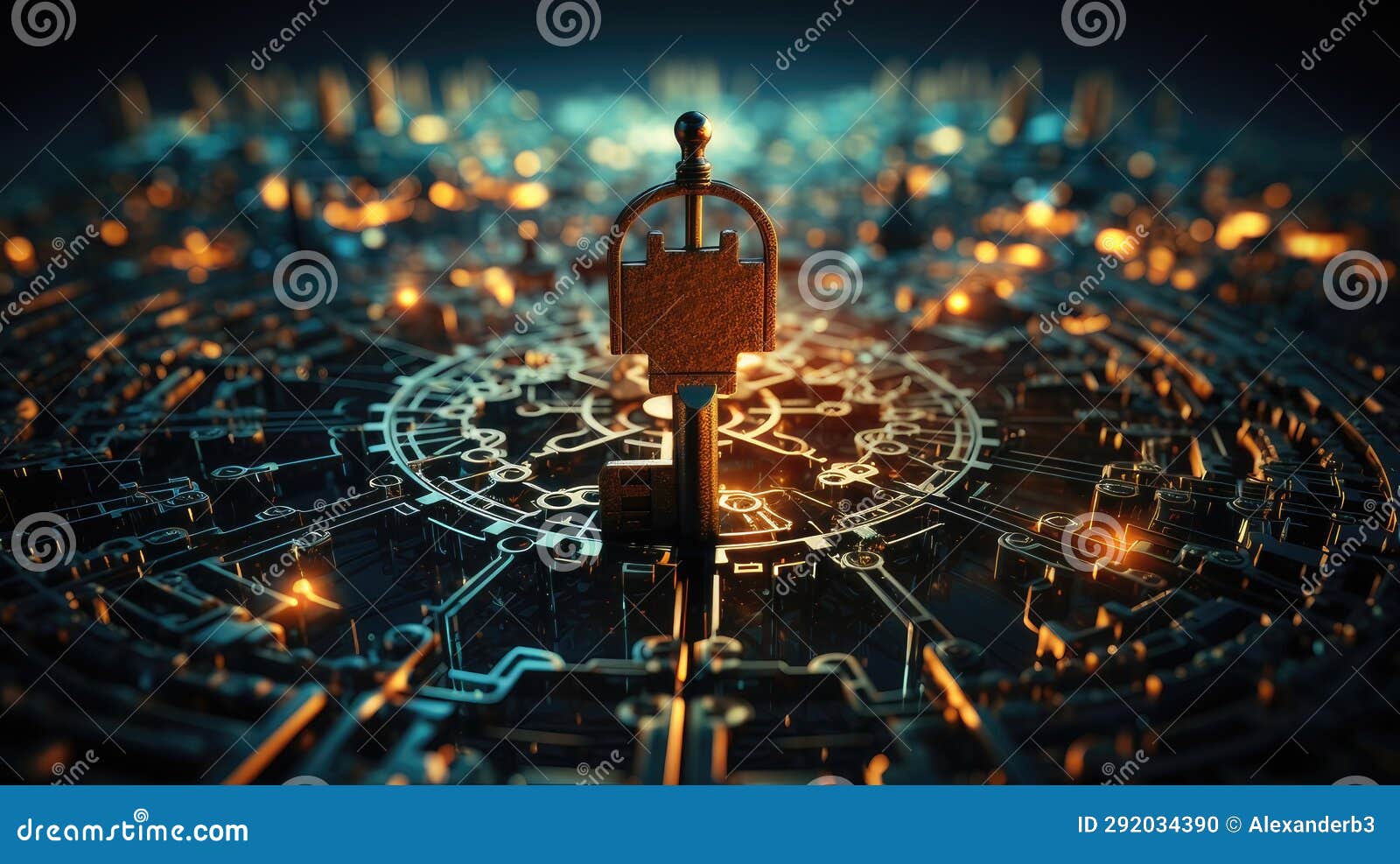 Key on Dark Blue Digital Computer Background: Symbolizing Internet ...