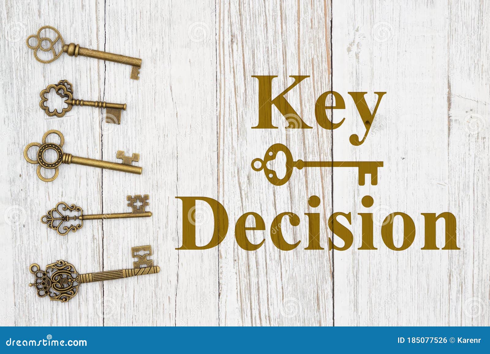 Key Decision Text with Skeleton Keys on Weathered Whitewash Wood Stock ...