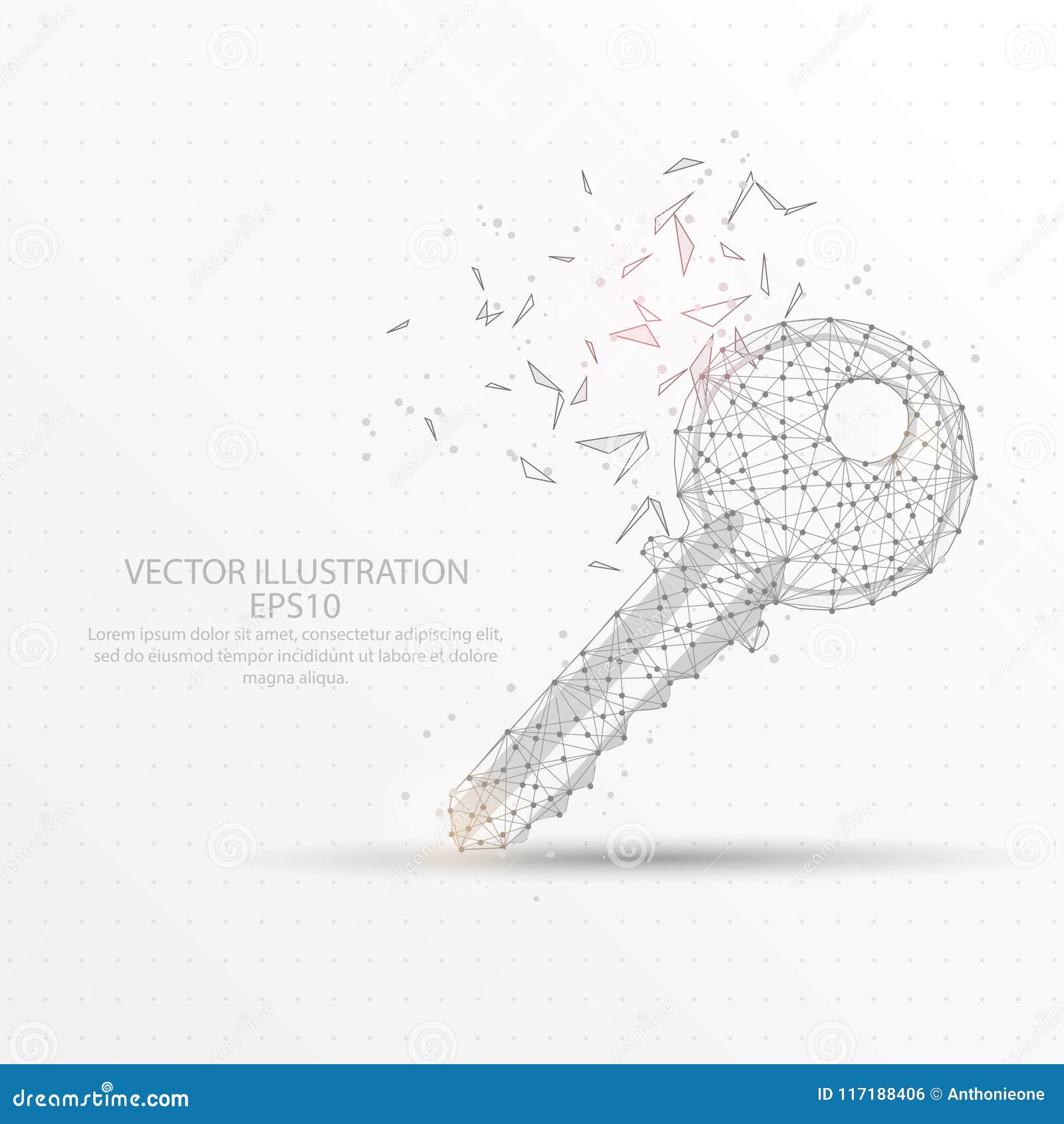Key Digitally Drawn Low Poly Wire Frame on White Background. Stock ...