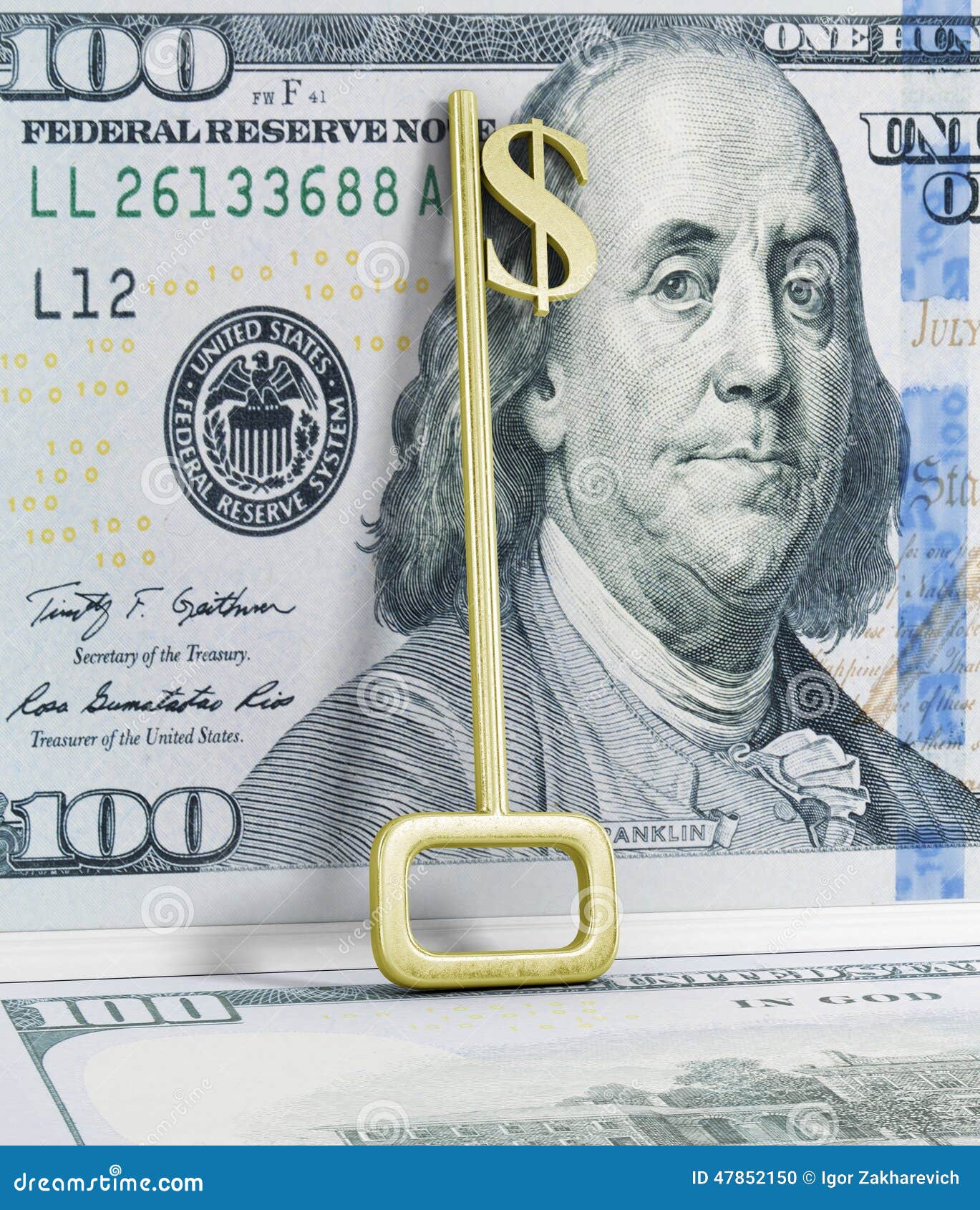 A Key with a Dollar-sign Implemented Stock Illustration - Illustration ...