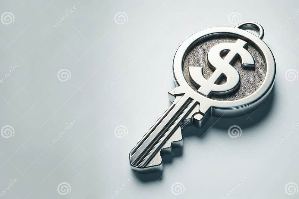 A Key with a Dollar Symbol on a Blank Background. Space for Text. Stock ...