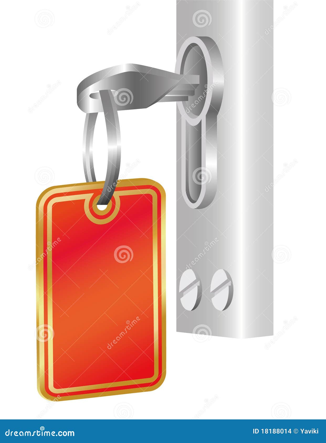 Key in the Door Clock with a Label Stock Vector - Illustration of blank ...